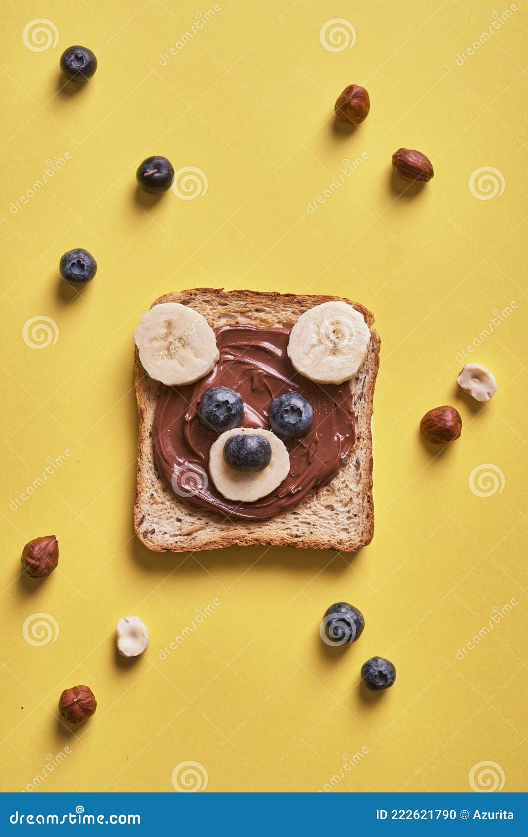 Funny Children Bear Toasts with Nuts Butters Stock Photo - Image of ...