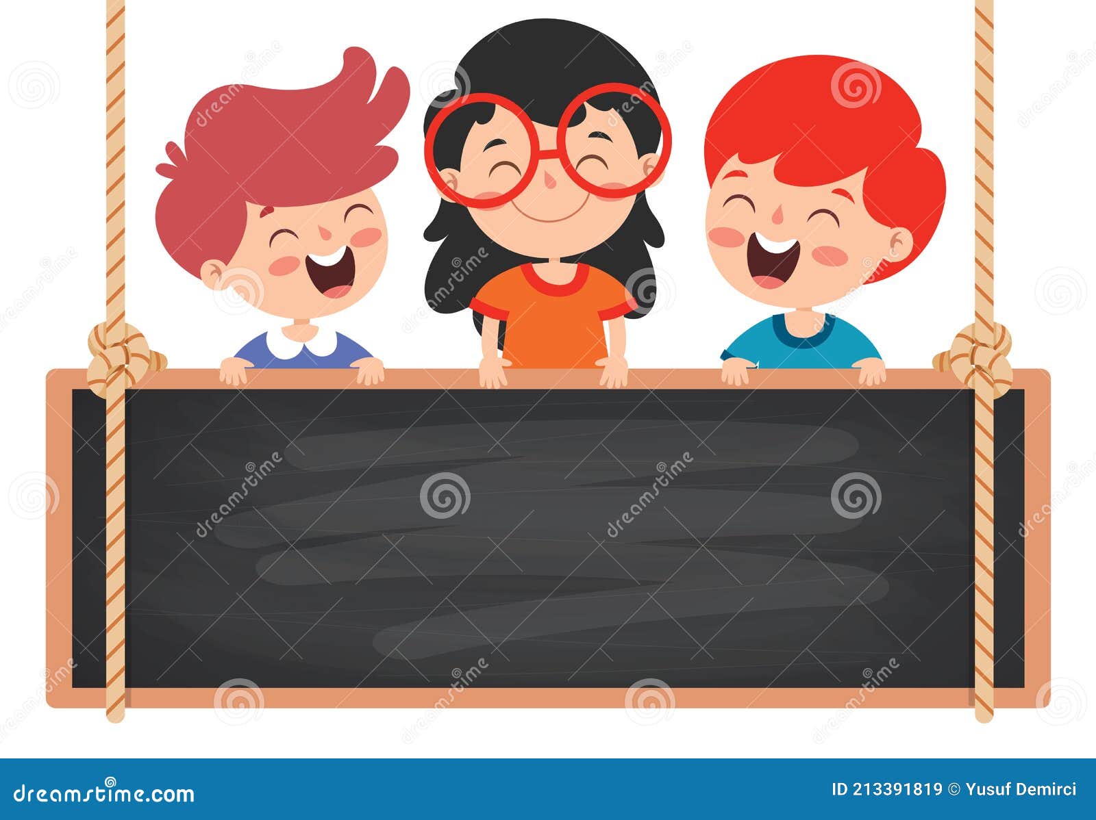 Funny Children with Empty Blackboard Stock Vector - Illustration of ...