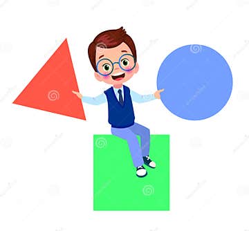 Funny Children Learning Basic Shapes Stock Vector - Illustration of ...