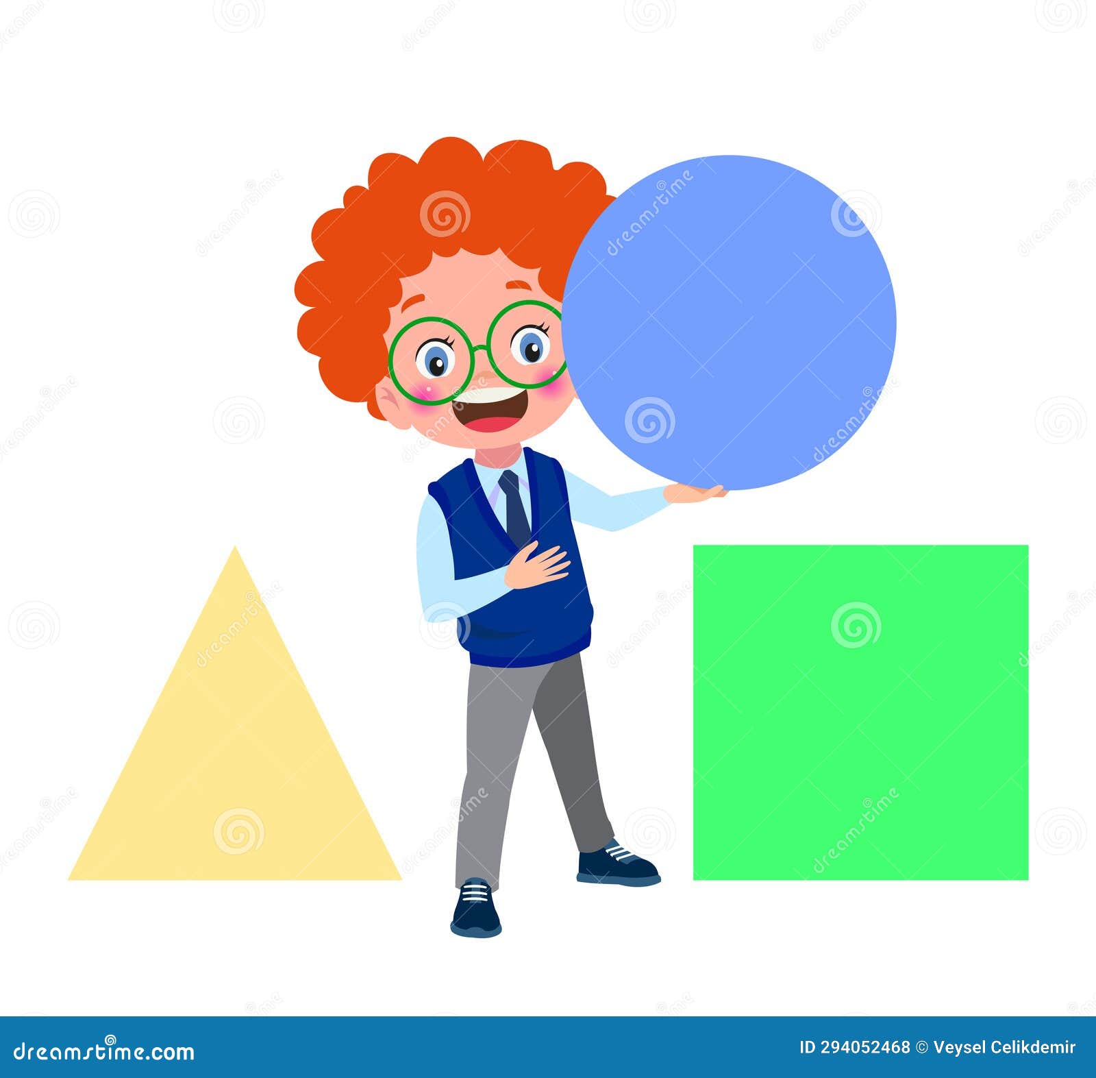 Funny Children Learning Basic Shapes Stock Vector - Illustration of ...