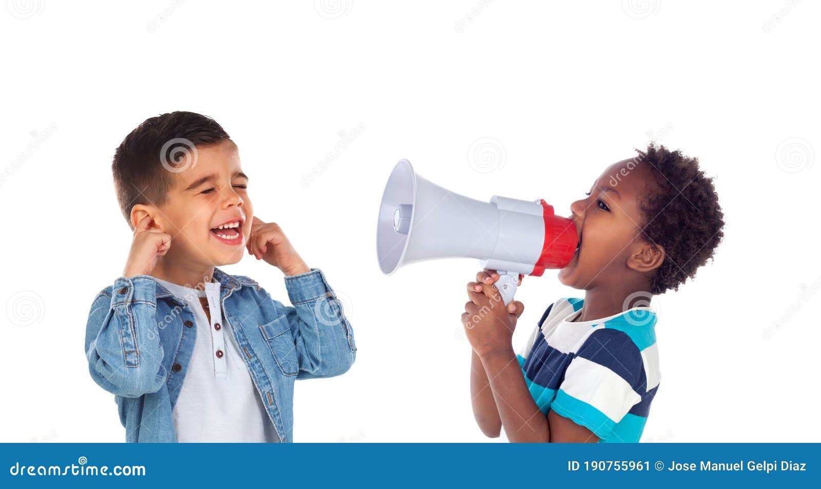 Funny Children Playing with a Megaphone Stock Image - Image of ...
