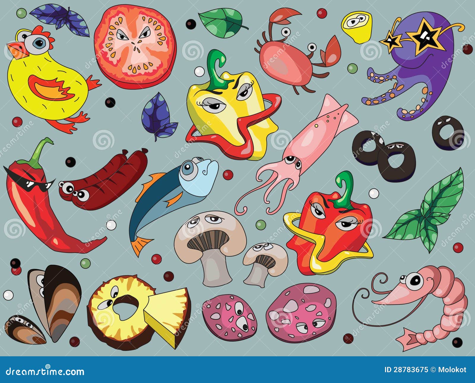 Funny Children S Pizza Ingredients Stock Vector - Illustration of ...