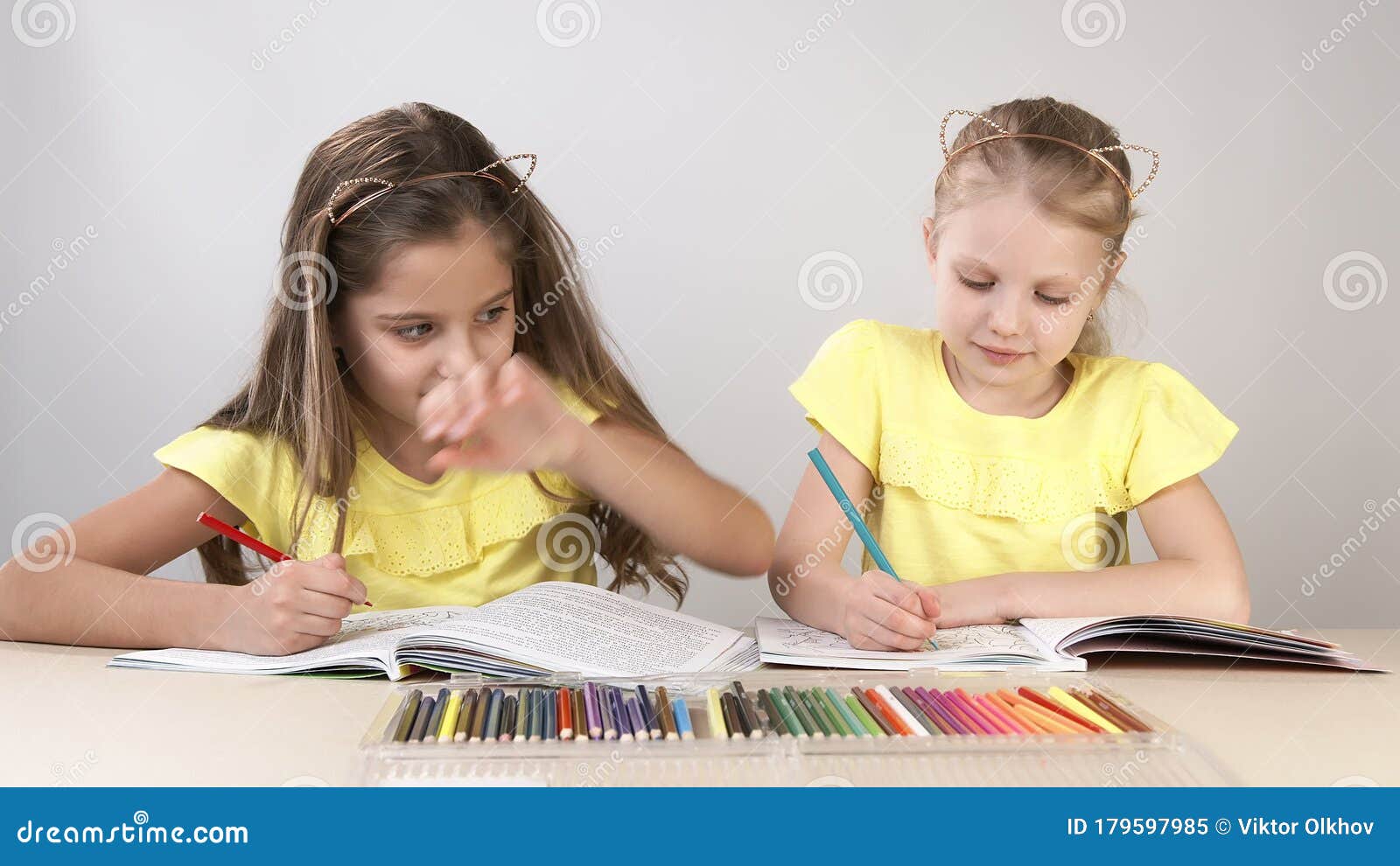 Funny and Funny Children. Children at the Table Dance and Create Stock ...