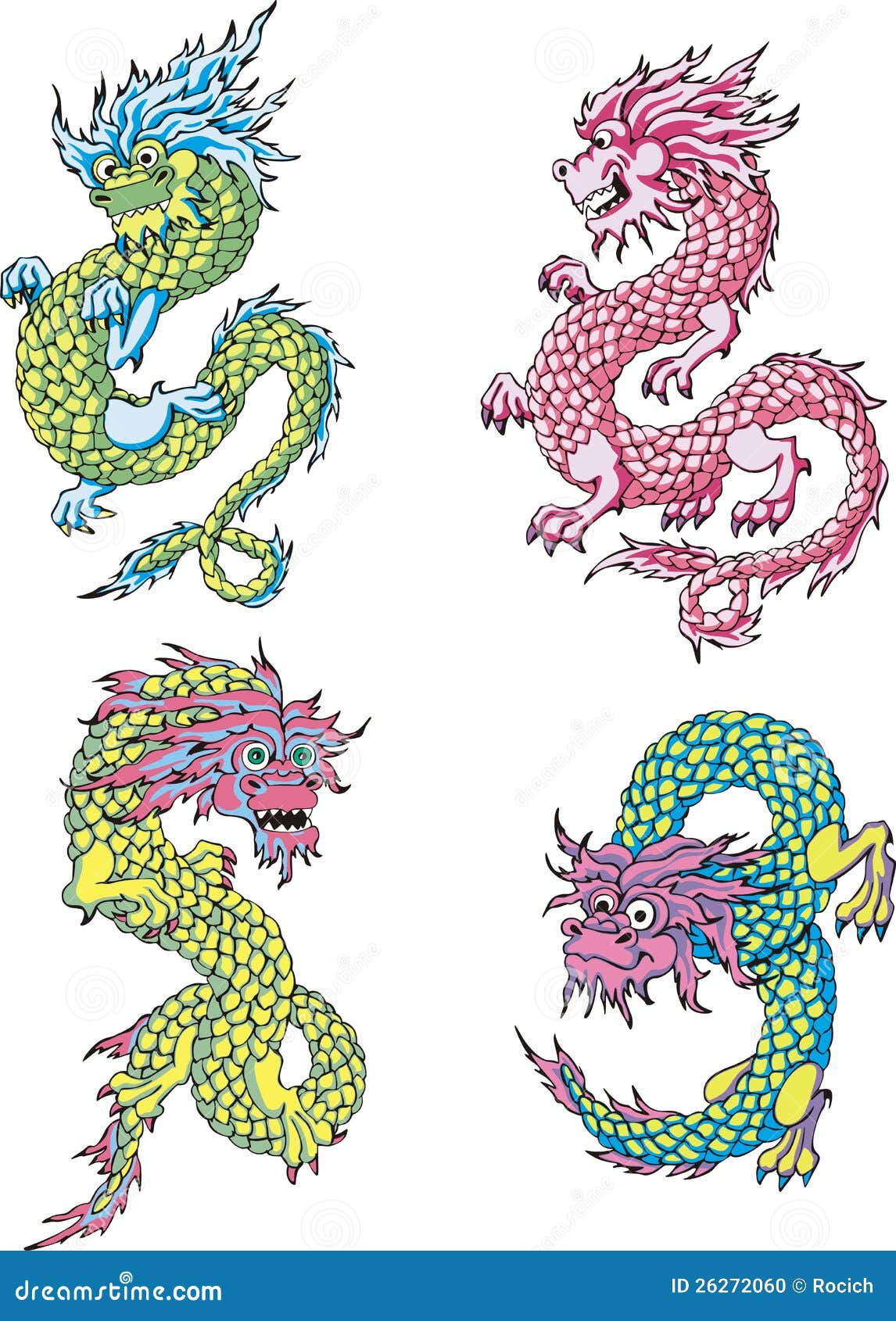 Funny chinese dragons stock vector. Illustration of funny - 26272060