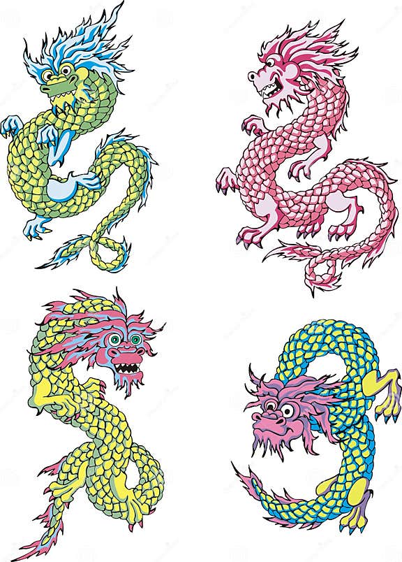 Funny chinese dragons stock vector. Illustration of funny - 26272060