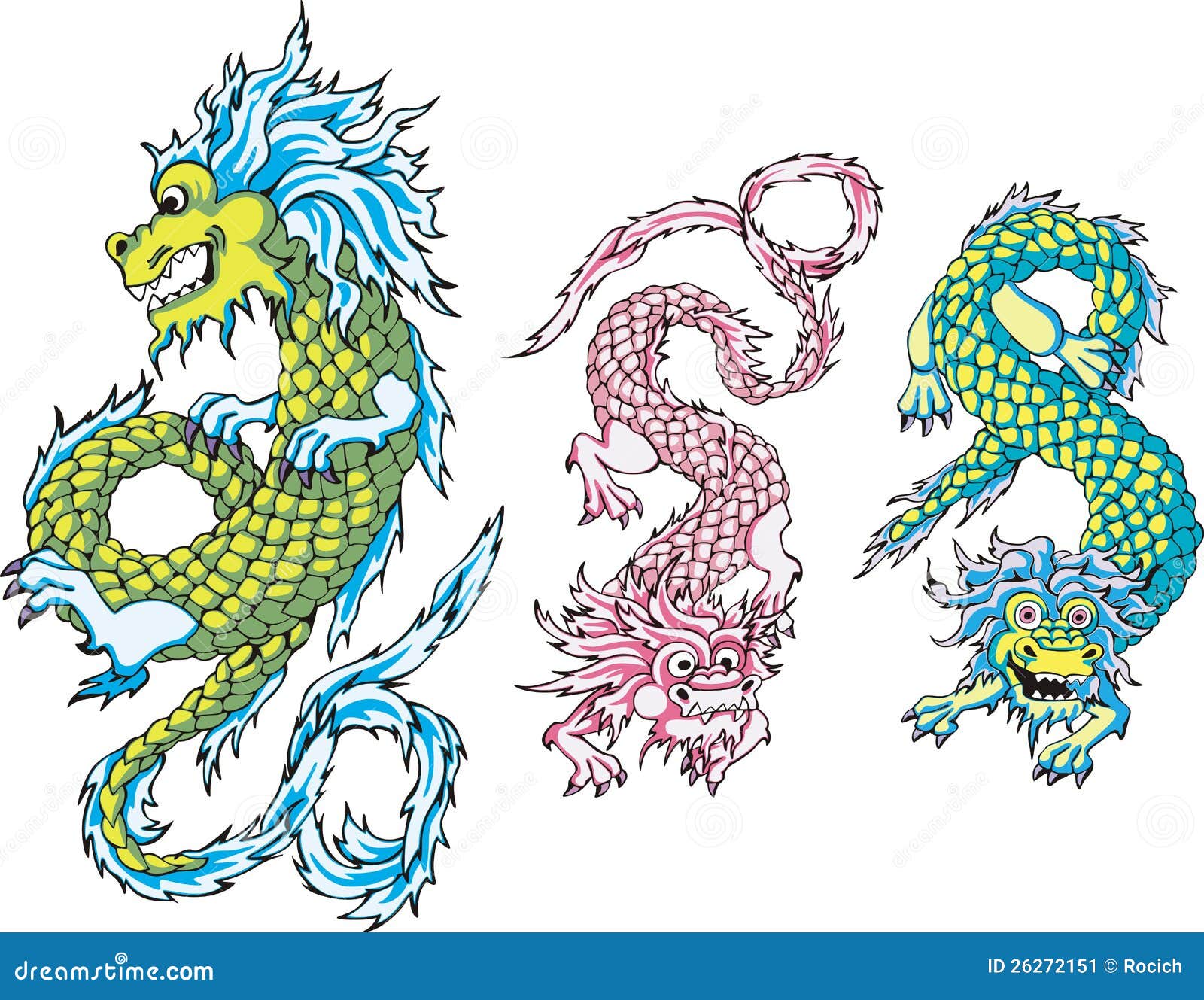 Funny chinese dragons stock vector. Illustration of character - 26272151