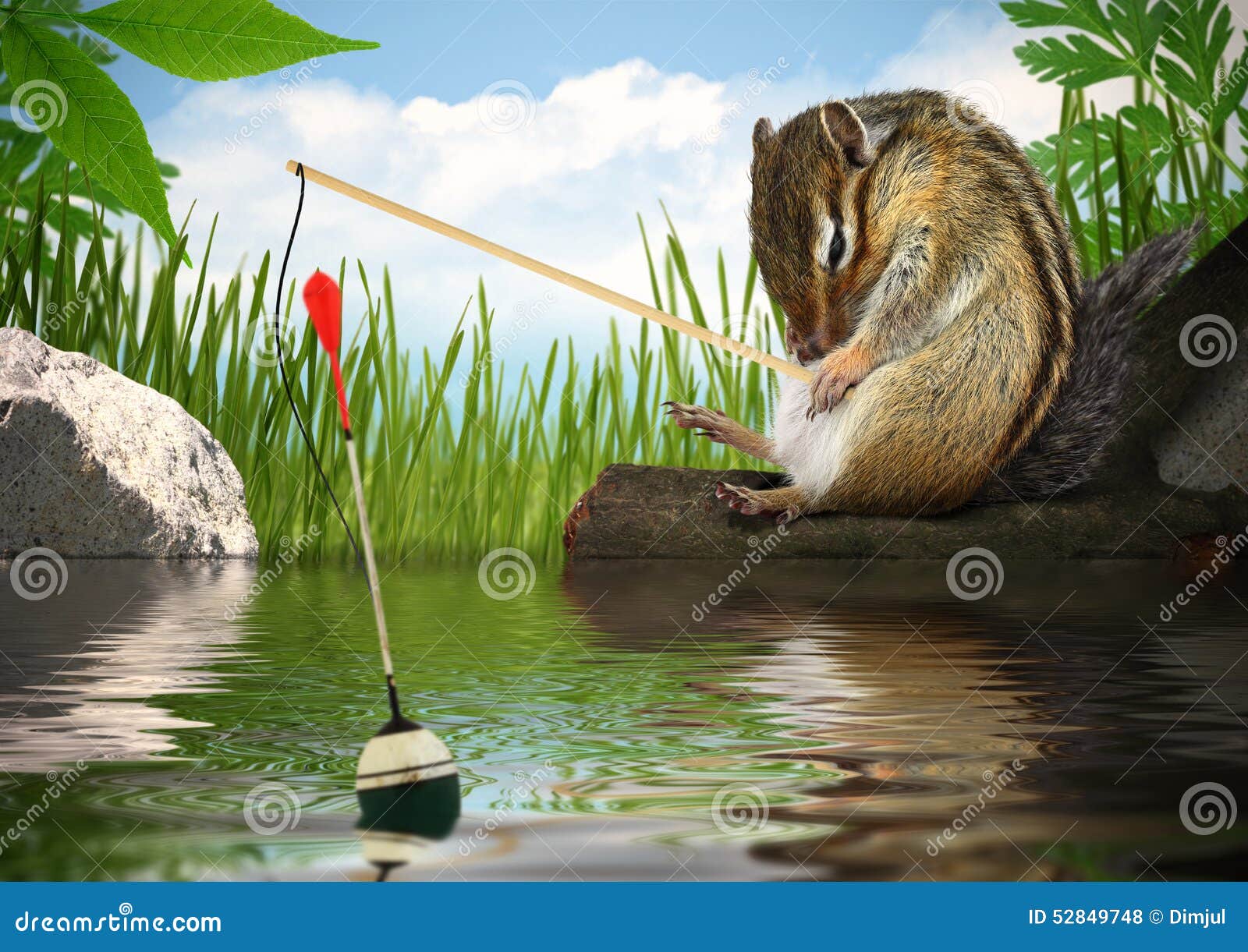 Funny Chipmunk Fishing, Angler Concept Stock Photo - Image of animal ...