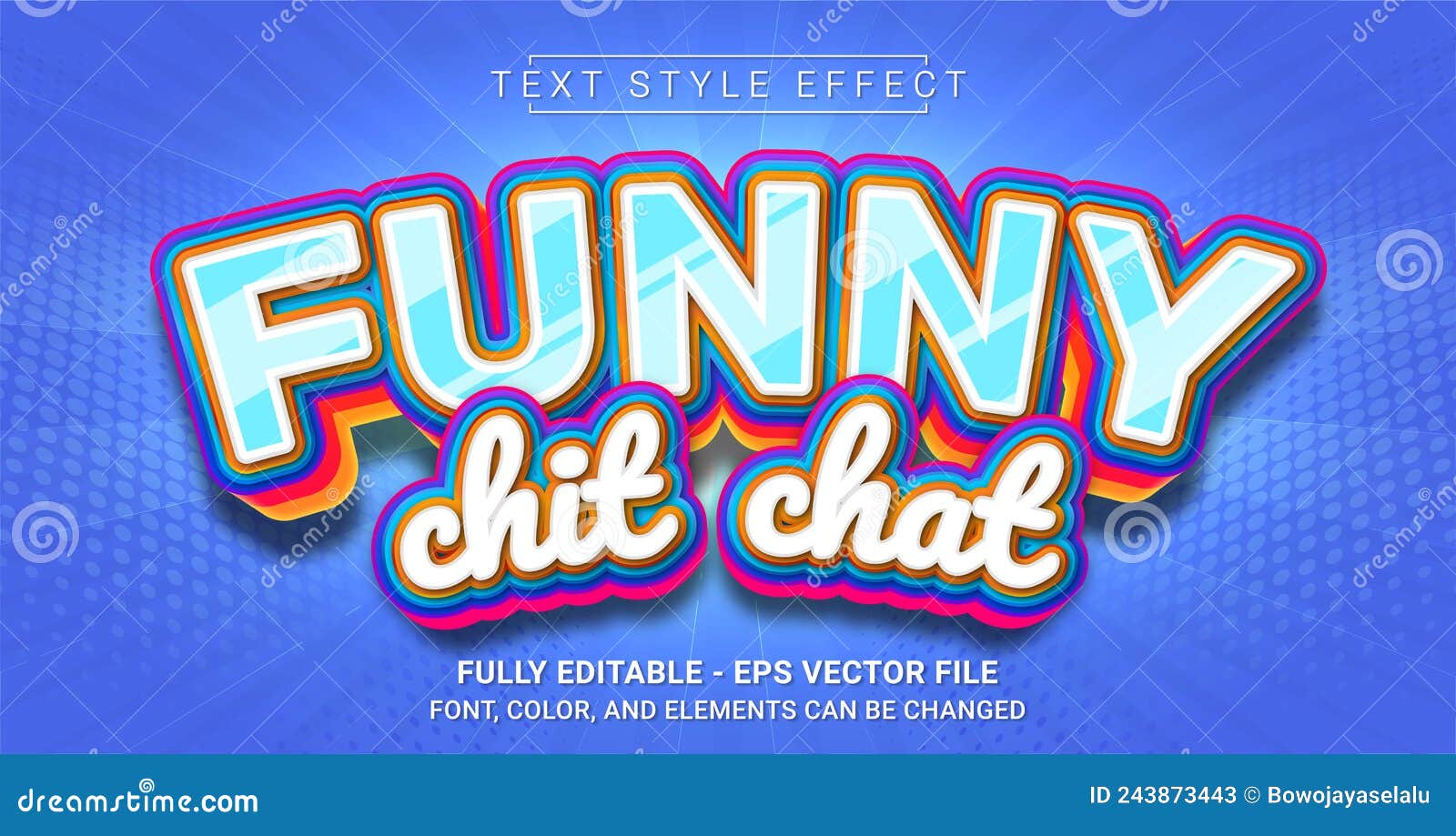 Funny Chit-chat Text Style Effect. Editable Graphic Text Template Stock ...
