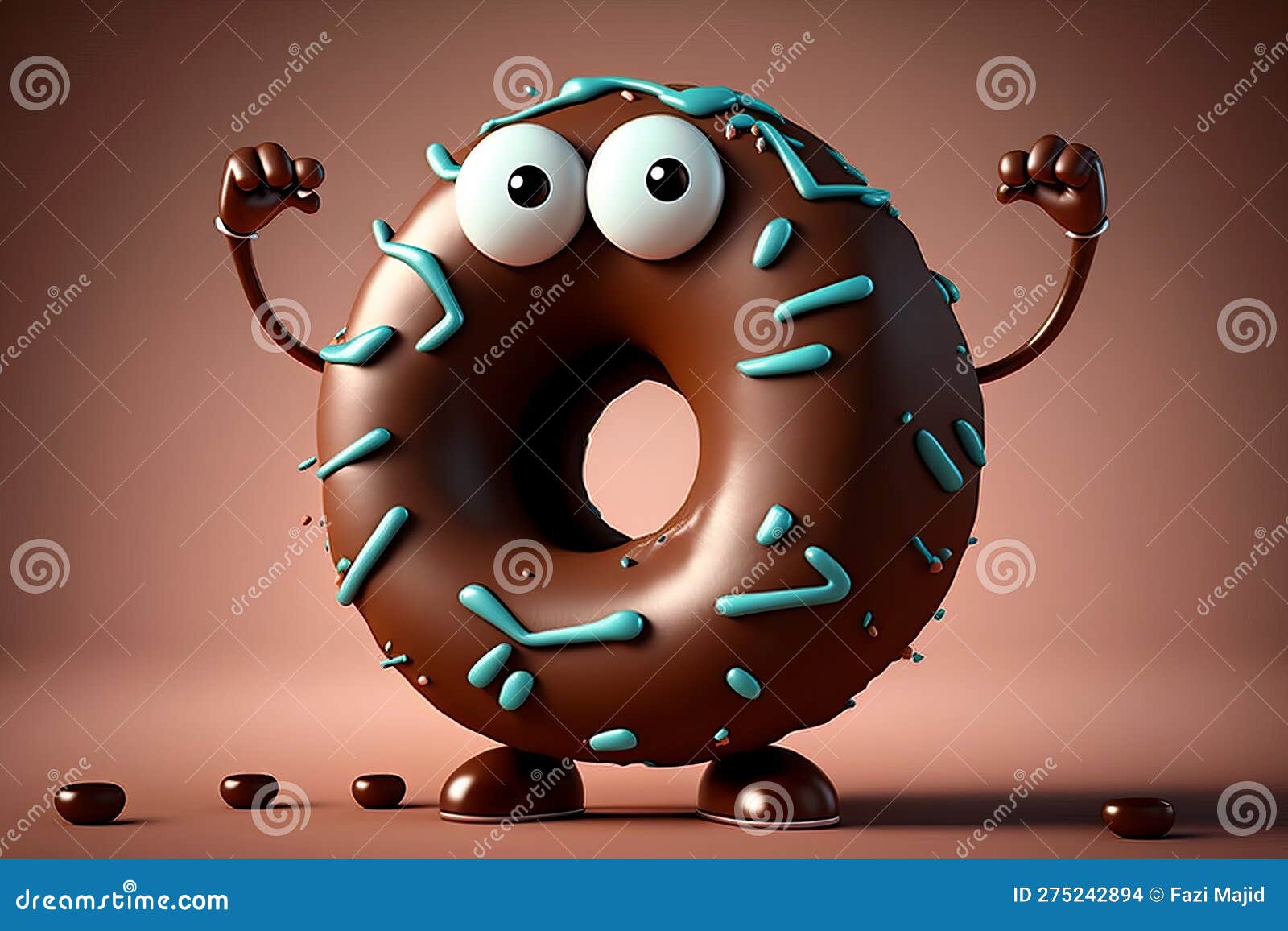 Funny Chocolate Donut Cartoon Character,Generative AI Stock ...
