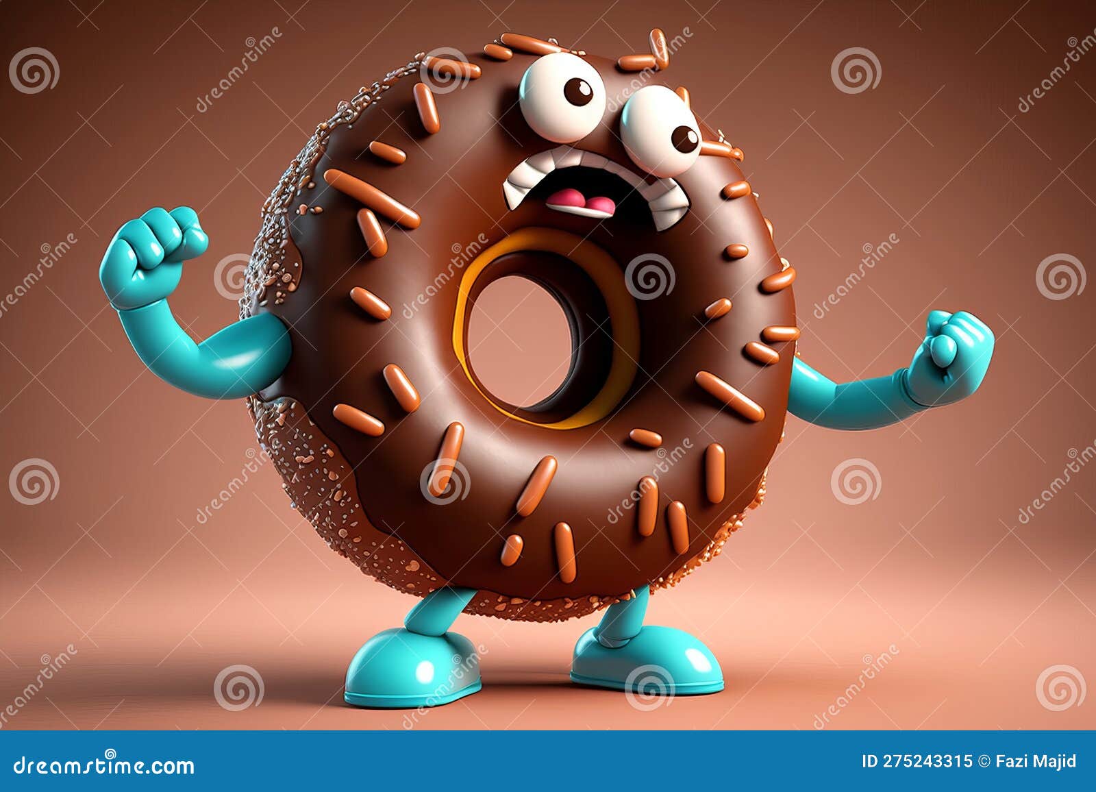 Funny Chocolate Donut Cartoon Character,Generative AI Stock ...