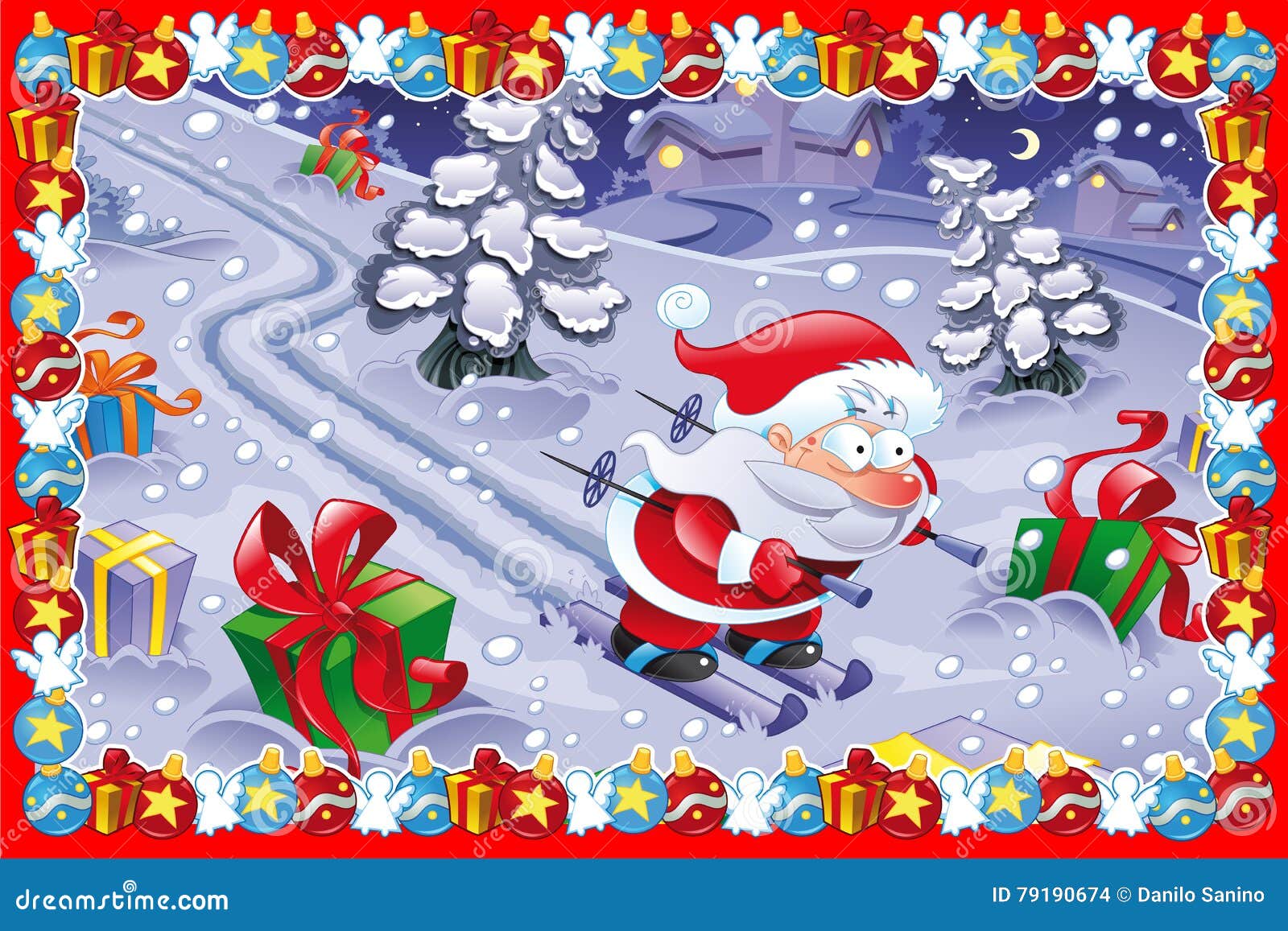 Funny Christmas card stock vector. Illustration of scene - 79190674