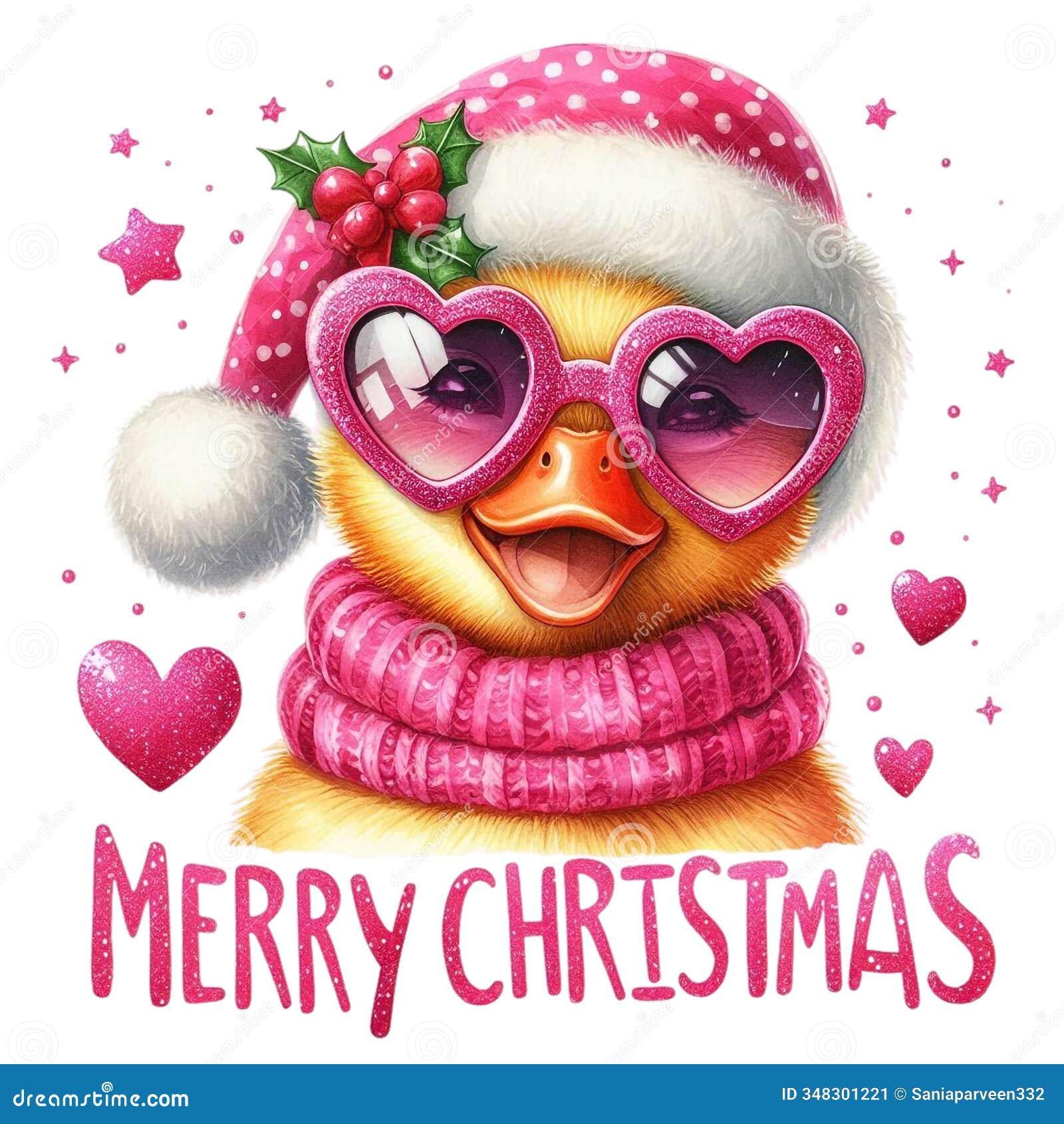 Funny Christmas Duck. Merry Christmas Stock Illustration - Illustration ...