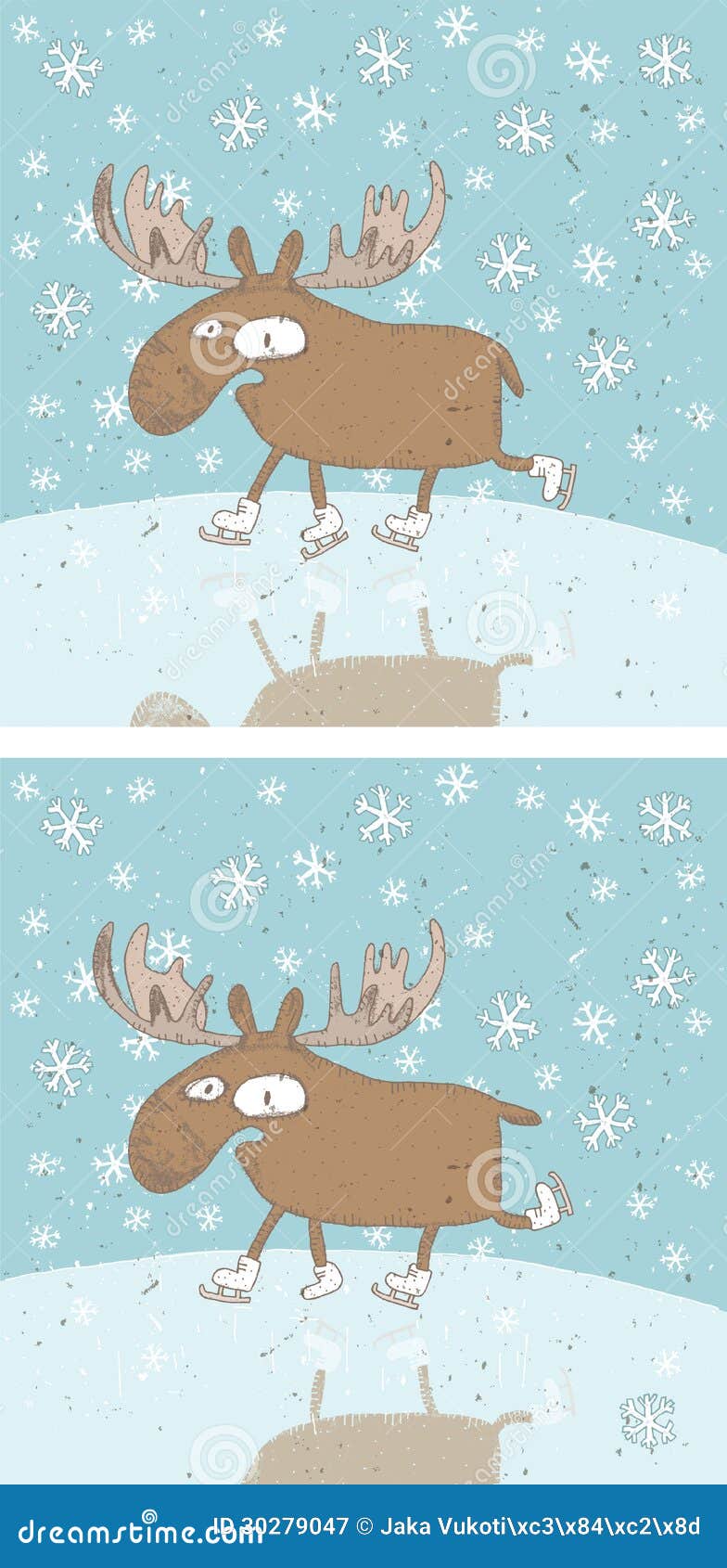 Funny Christmas Moose Differences Visual Game Stock Vector ...