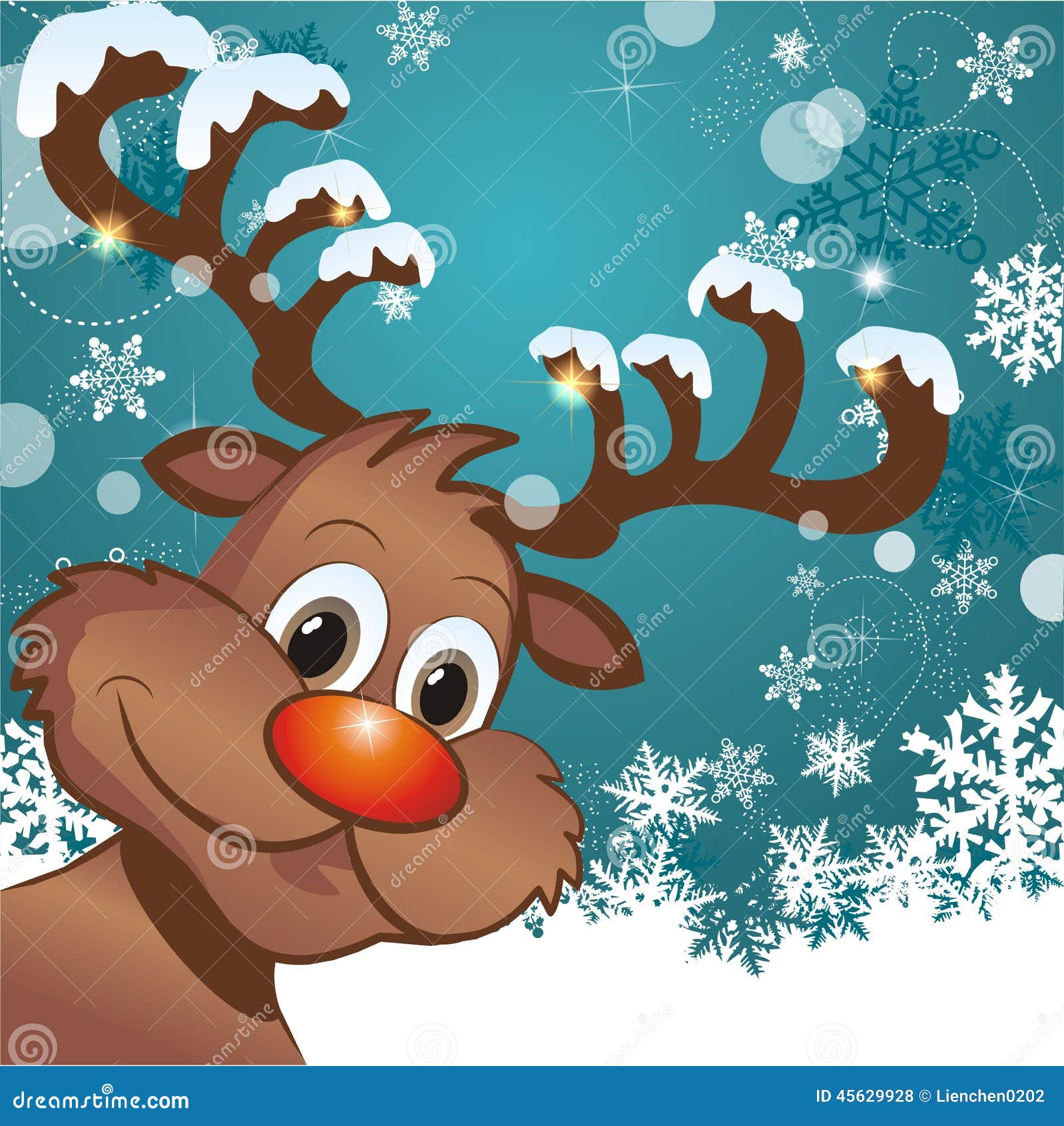 Funny christmas reindeer stock illustration. Illustration of list ...