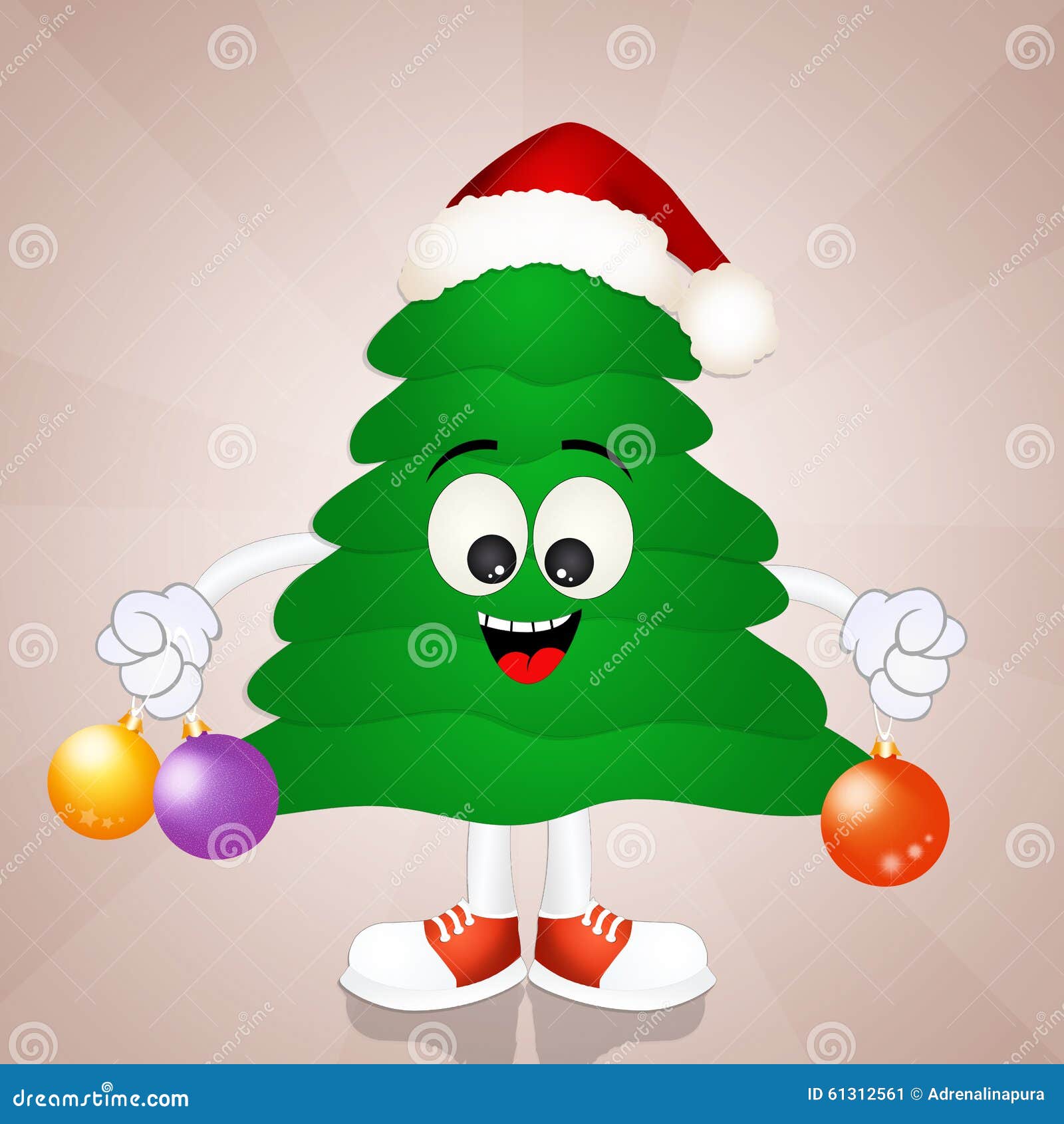 Funny Christmas tree stock illustration. Illustration of celebration ...