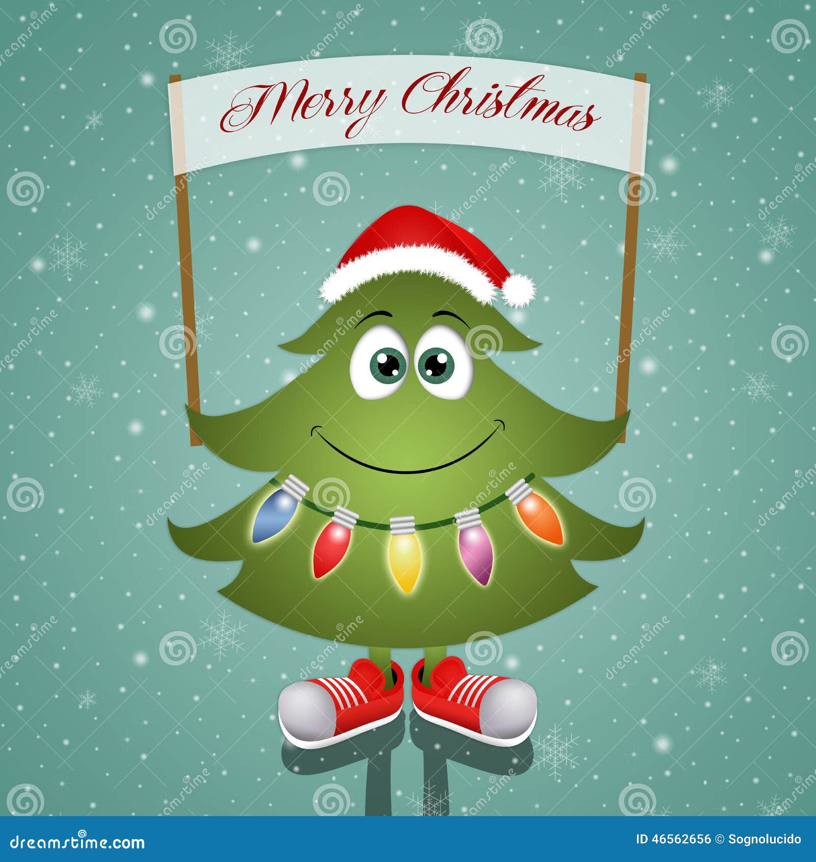 Funny Christmas tree stock illustration. Illustration of decorations ...