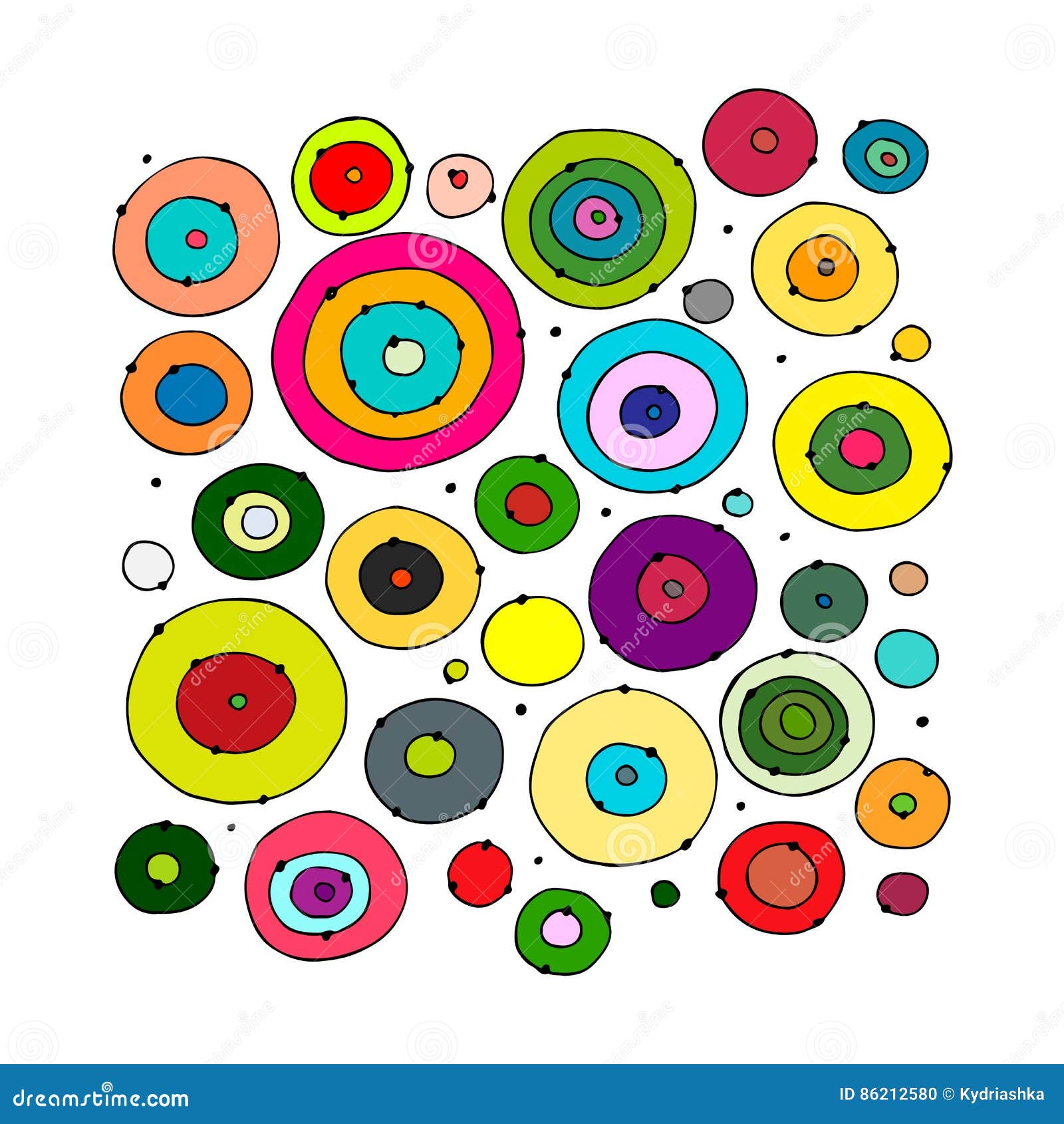Funny Circles Colorful, Sketch for Your Design Stock Vector ...
