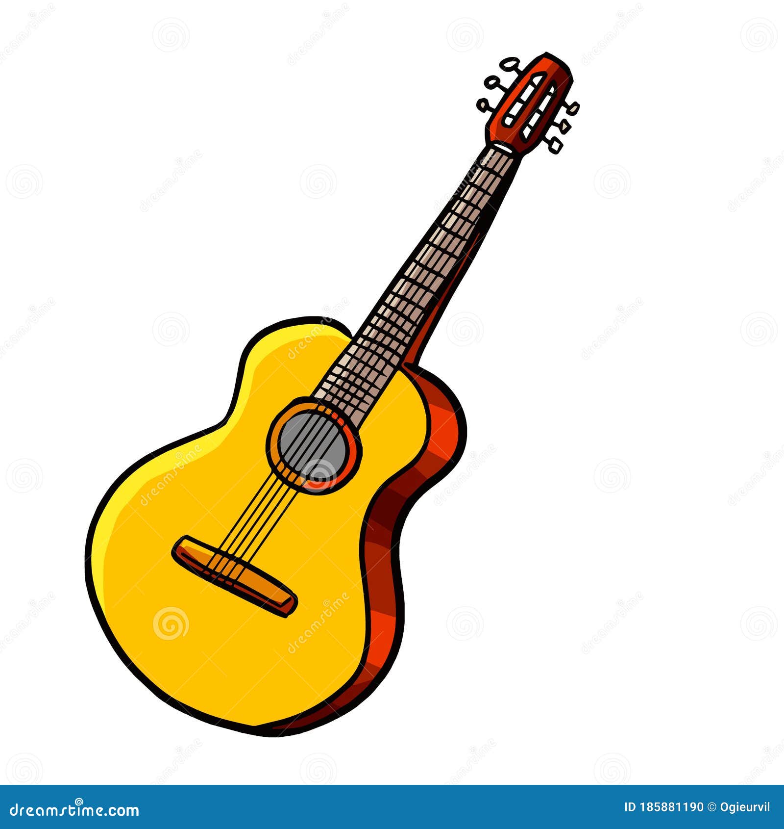Funny Classical Guitar in Cartoon Style - Vector. Stock Vector ...