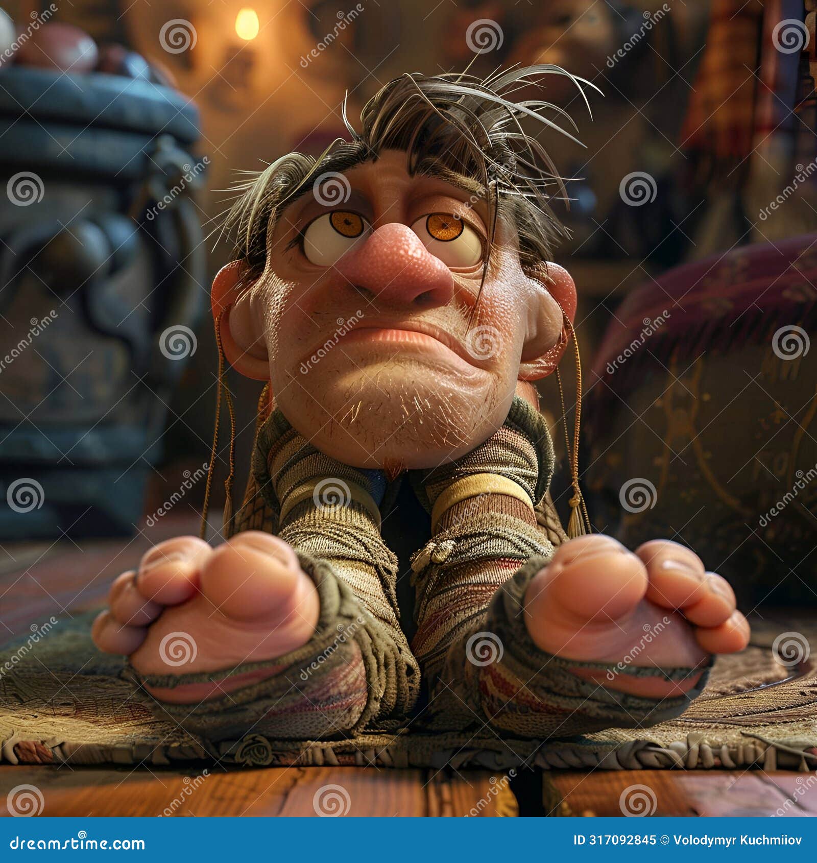 Funny Clay Man in a Dark Room. Stock Illustration - Illustration of ...