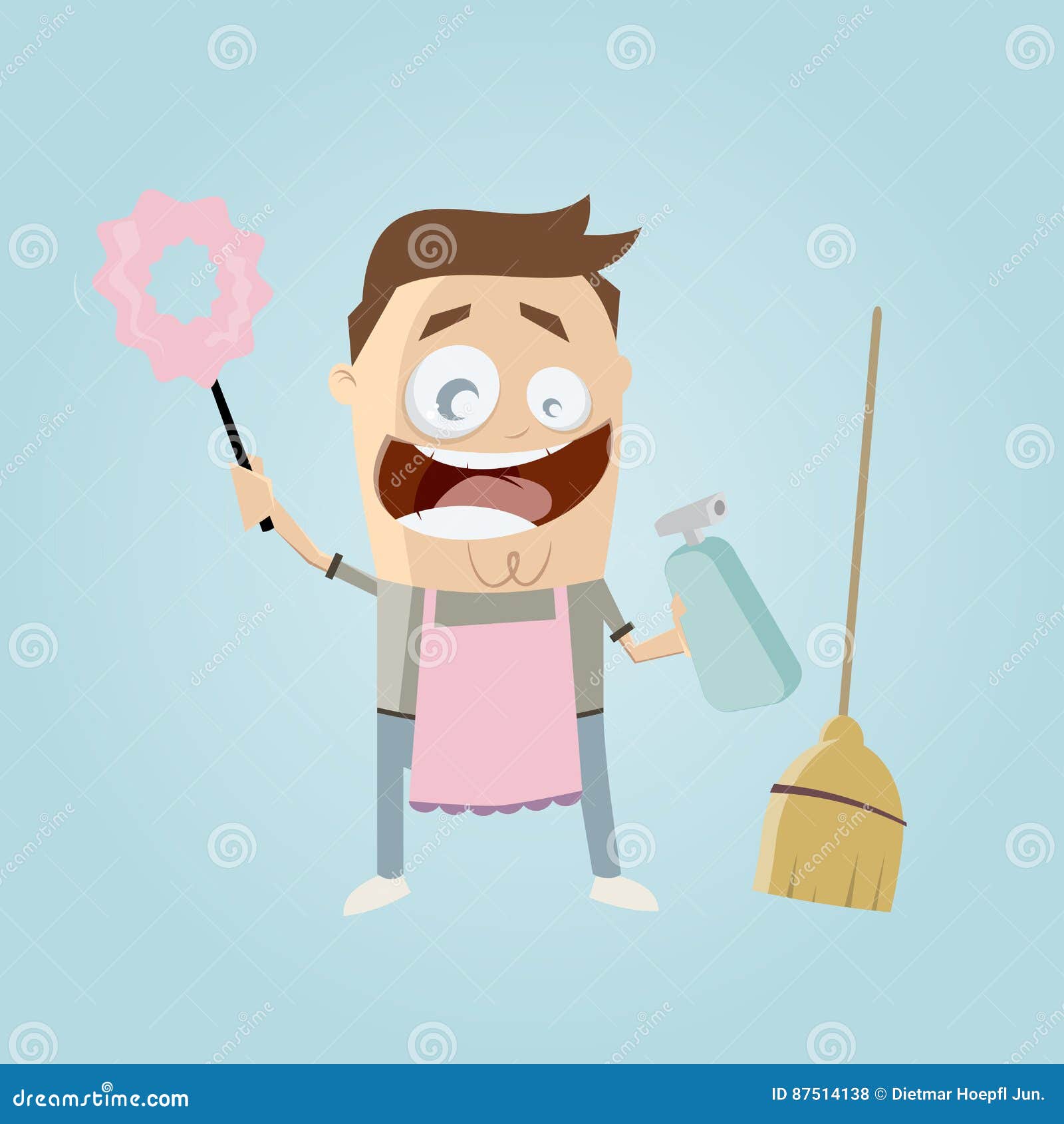 Funny cleaning man stock vector. Illustration of holding - 87514138