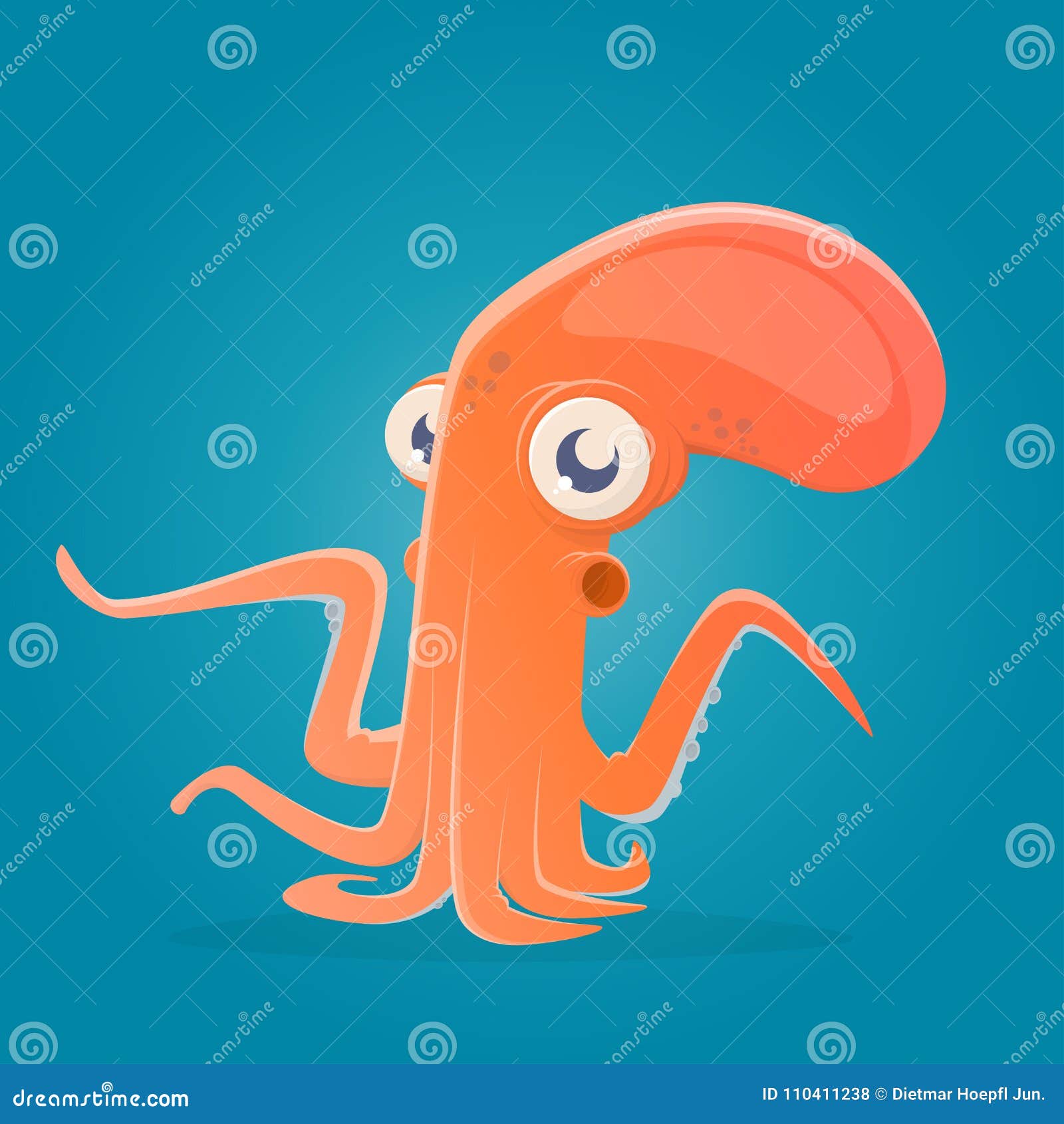 Funny cartoon octopus stock vector. Illustration of clip - 110411238