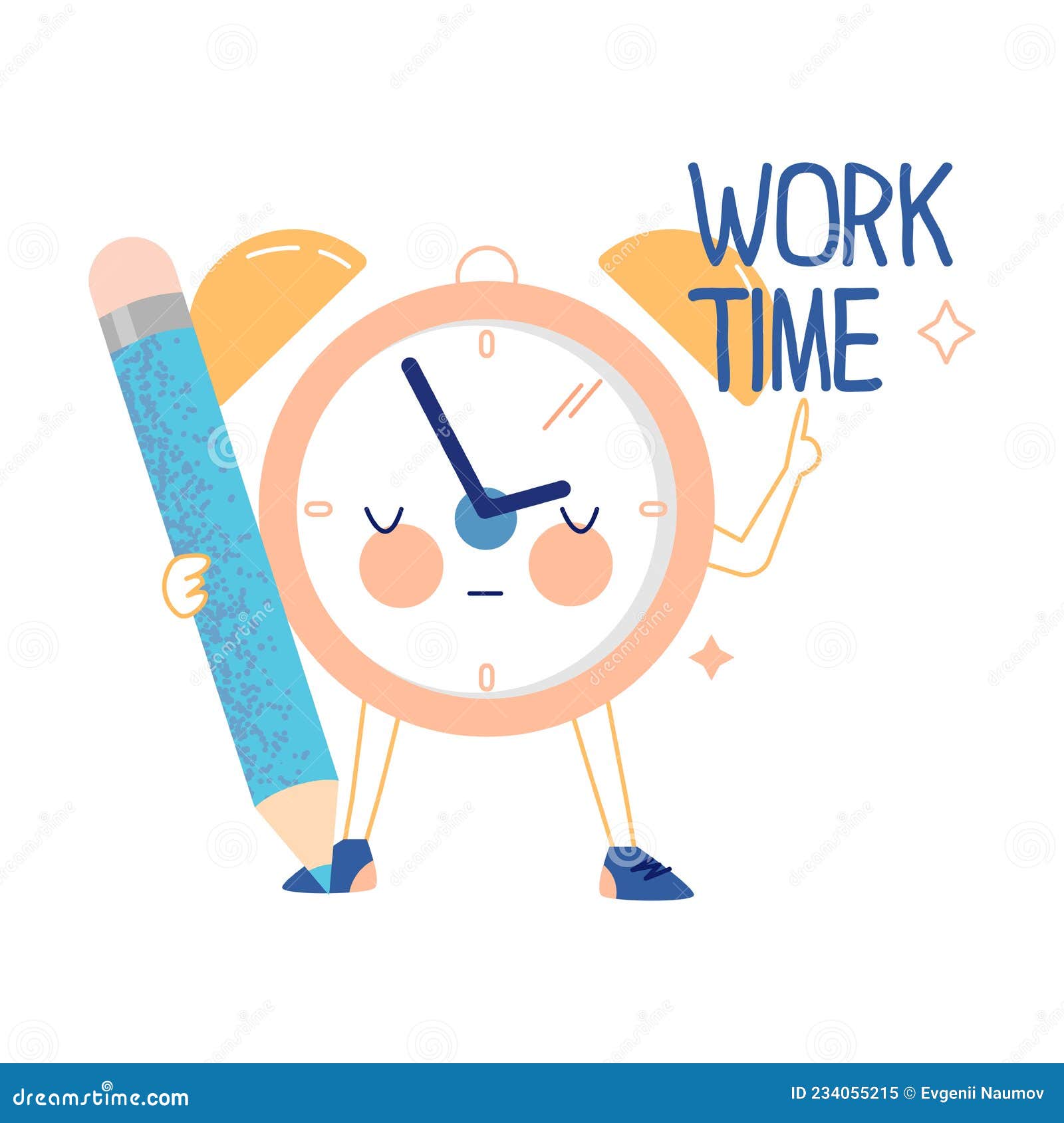 Funny Clock Character With Smiling Face Sleeping And Crying Vector Set ...