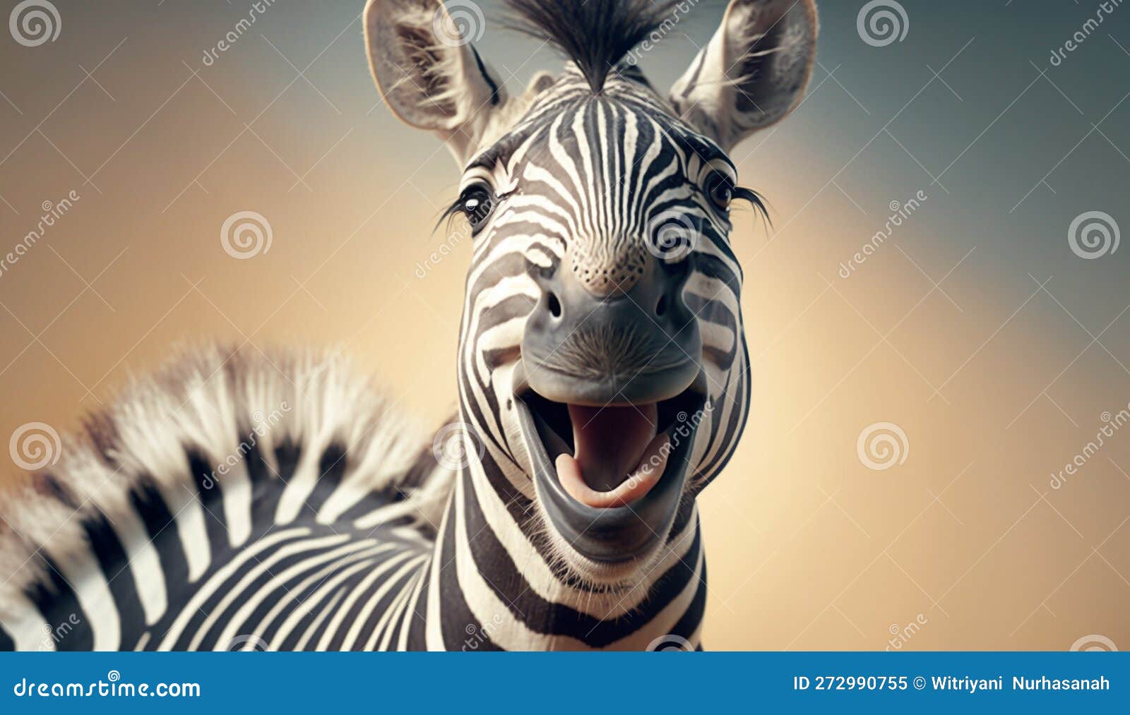 Funny Close Up Smile Zebra Face Look at the Camera Stock Illustration ...