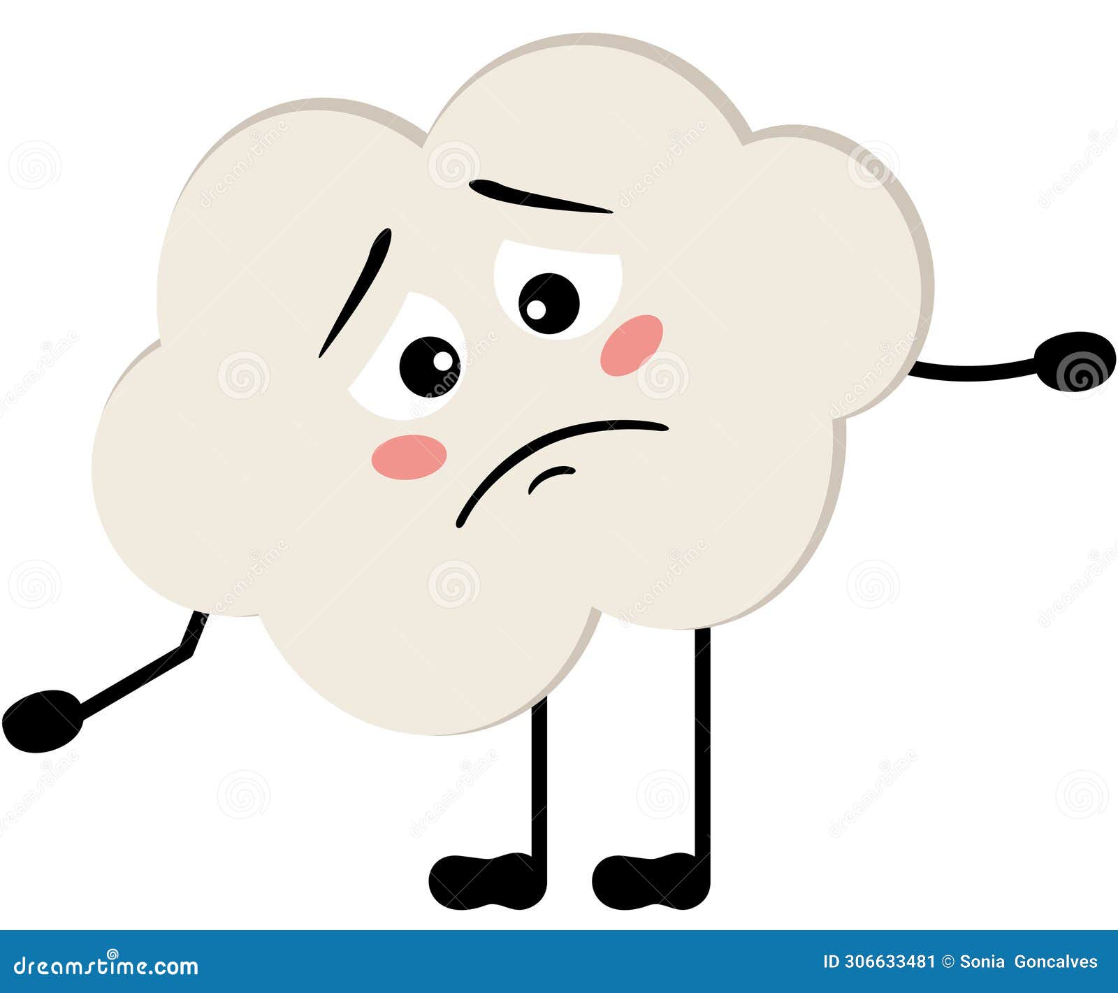 Funny Cloud Mascot Feeling Sad Stock Vector - Illustration of mascot ...