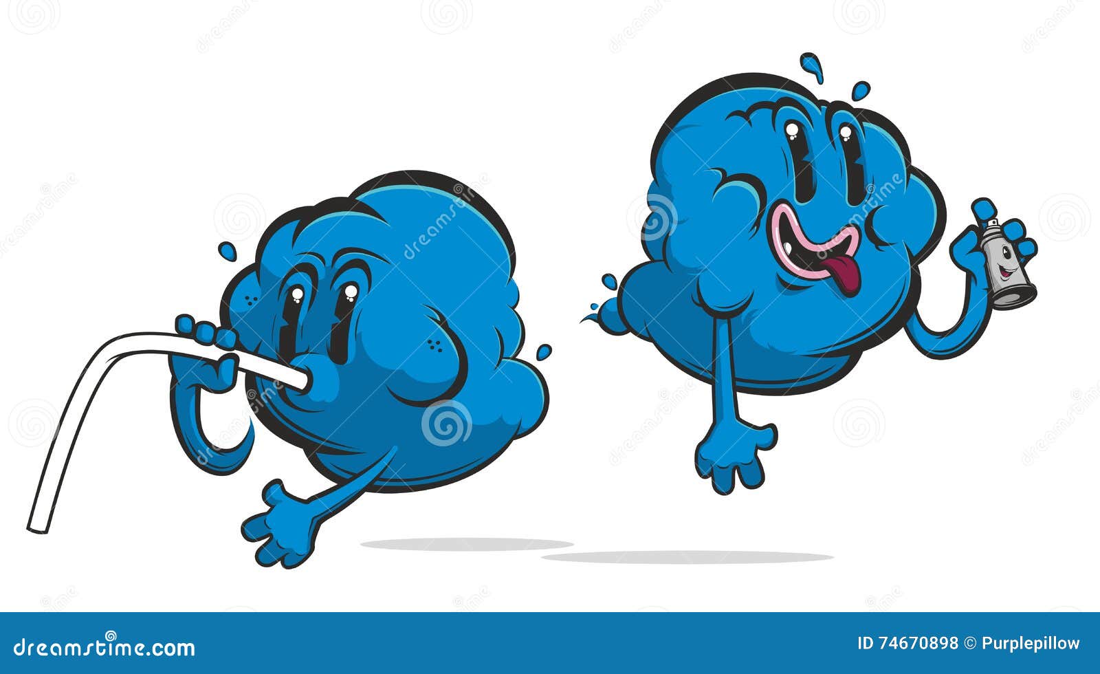 Funny Cloud In Cartoon Style On Blue Background And Quote HEAD IN ...