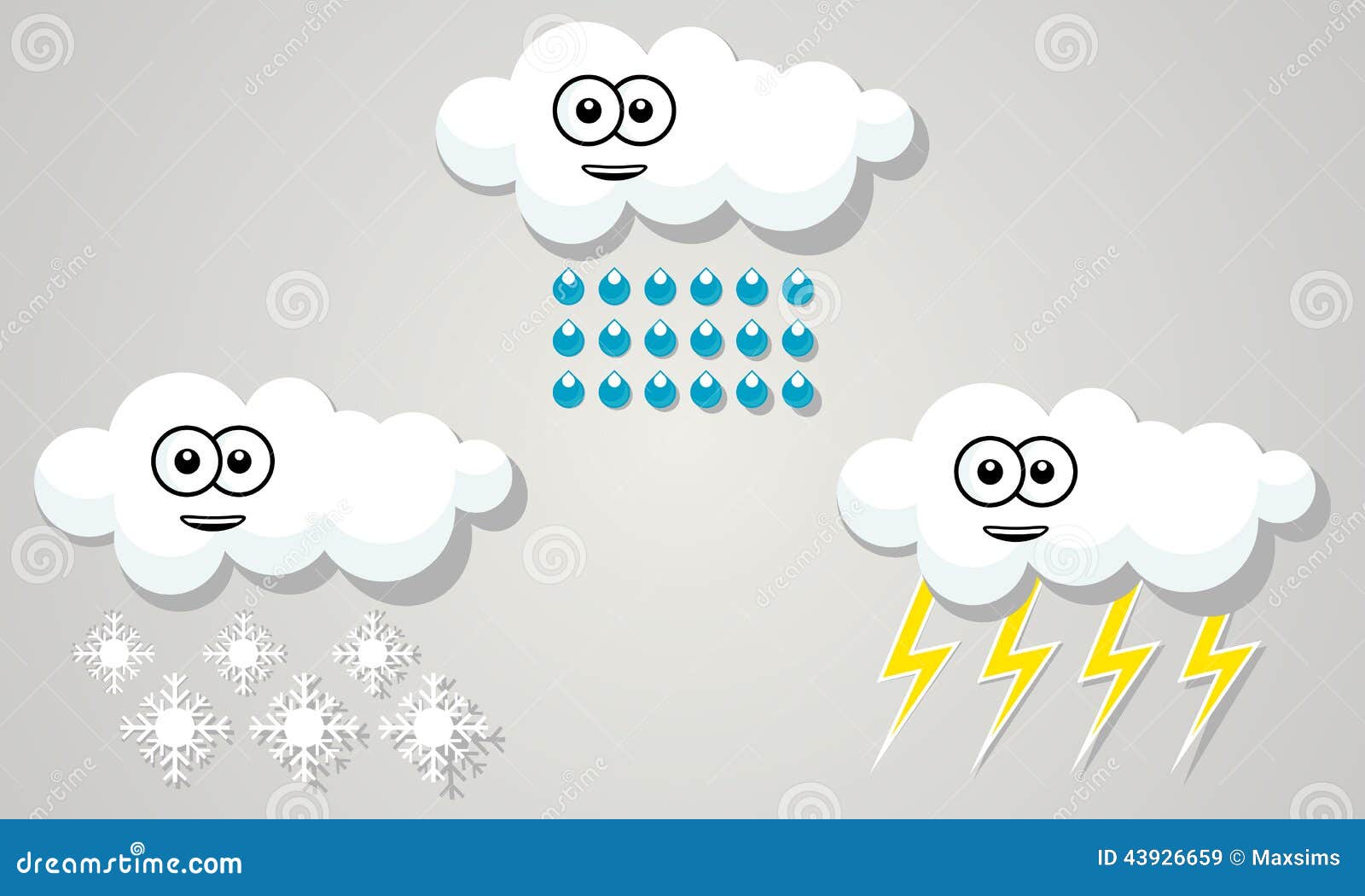 Funny Cloud Weather Rain Snow Storm Sign Stock Vector - Illustration of ...