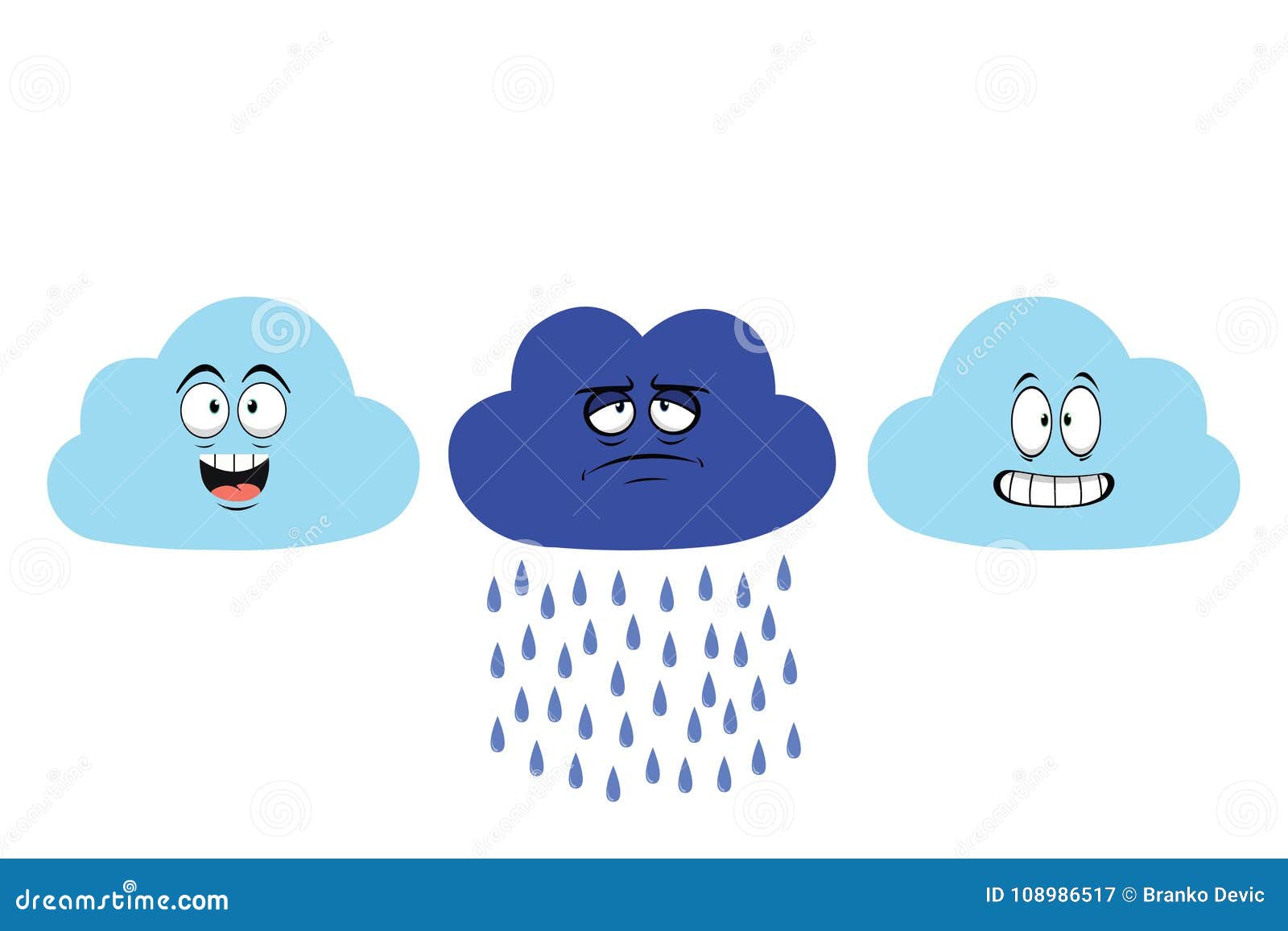 Funny Clouds Characters Illustration Vector Design Stock Vector ...
