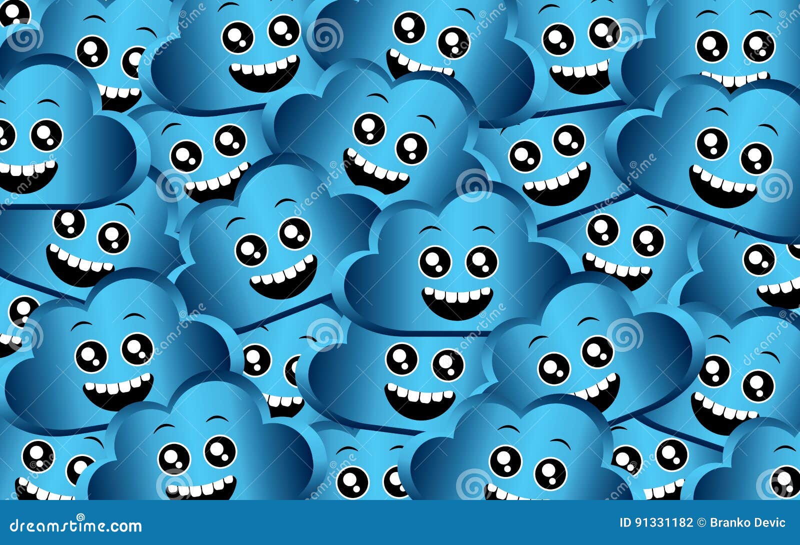 Funny clouds stock vector. Illustration of vector, smile - 91331182