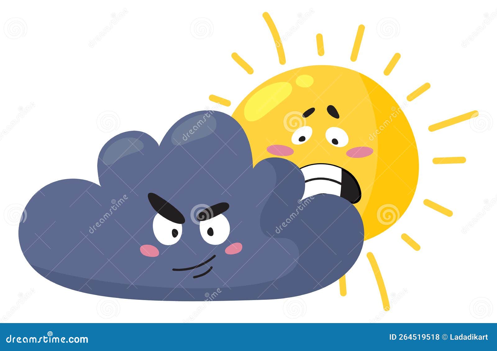 Funny Cloudy Weather Icon. Sky Character with Face Expression Stock Vector - Illustration of ...