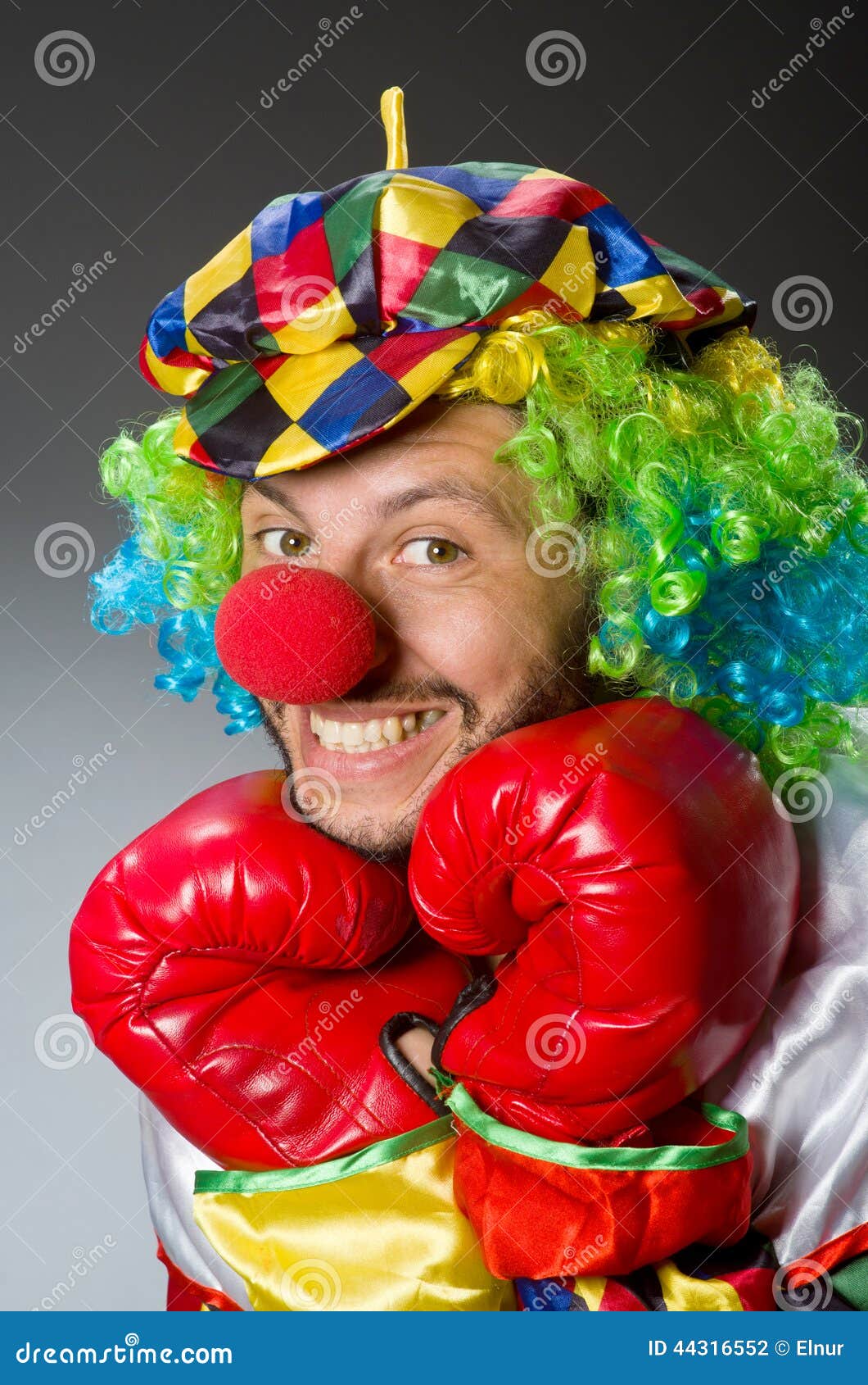Funny clown with boxing stock photo. Image of entertainer - 44316552