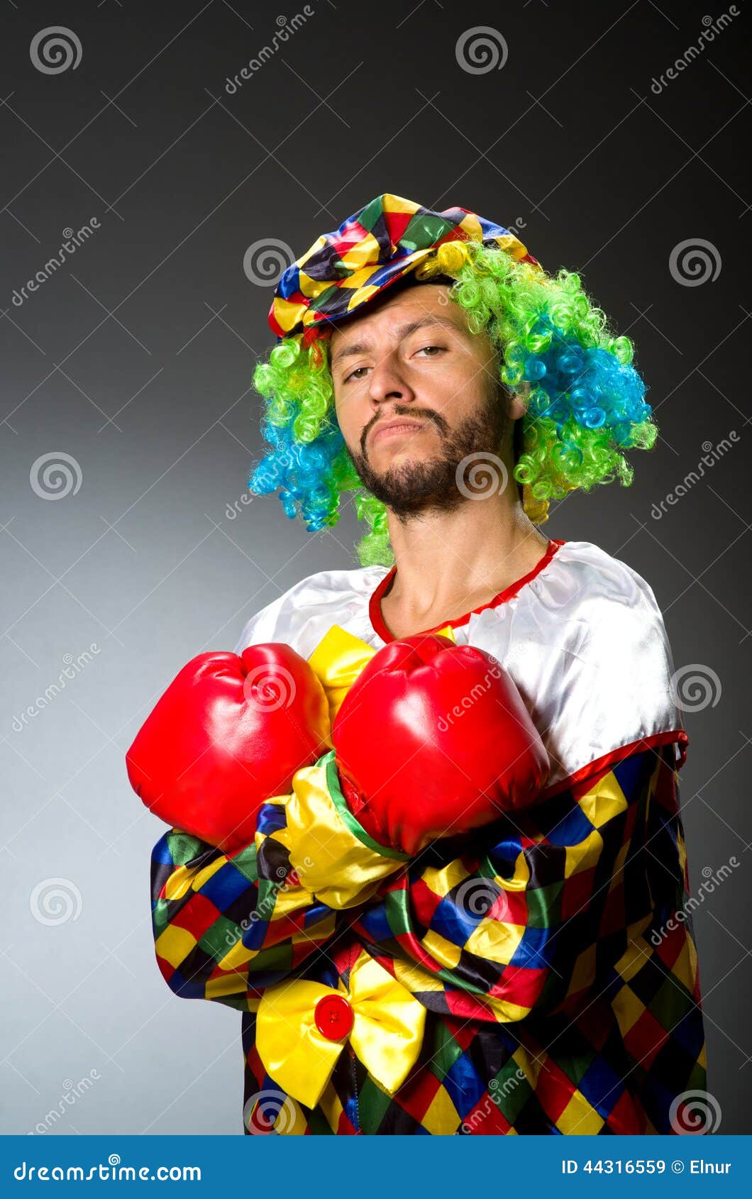 Funny clown with boxing stock image. Image of buffoon - 44316559