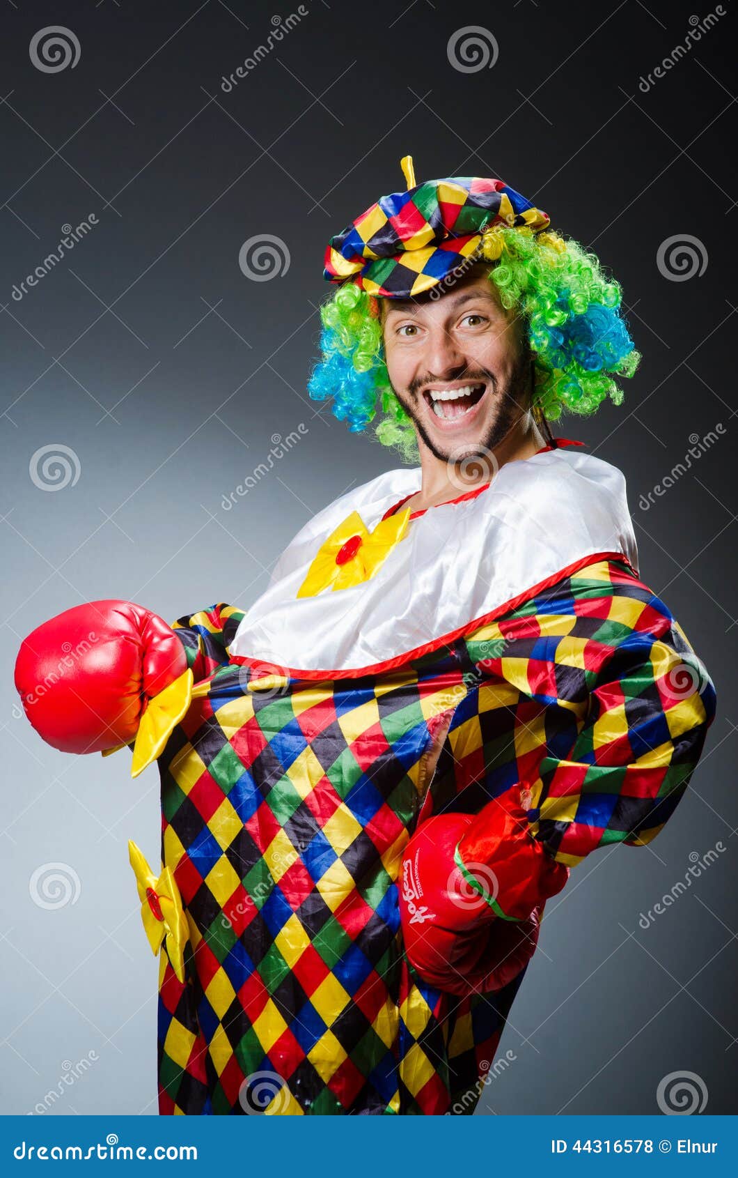 Funny clown with boxing stock photo. Image of circus - 44316578