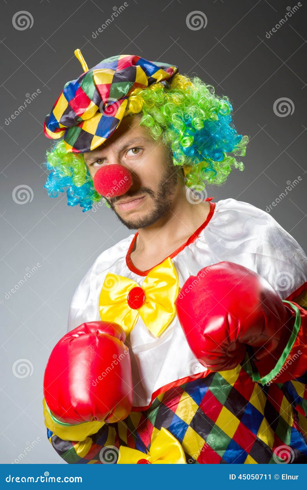 Funny clown with boxing stock image. Image of comedy - 45050711