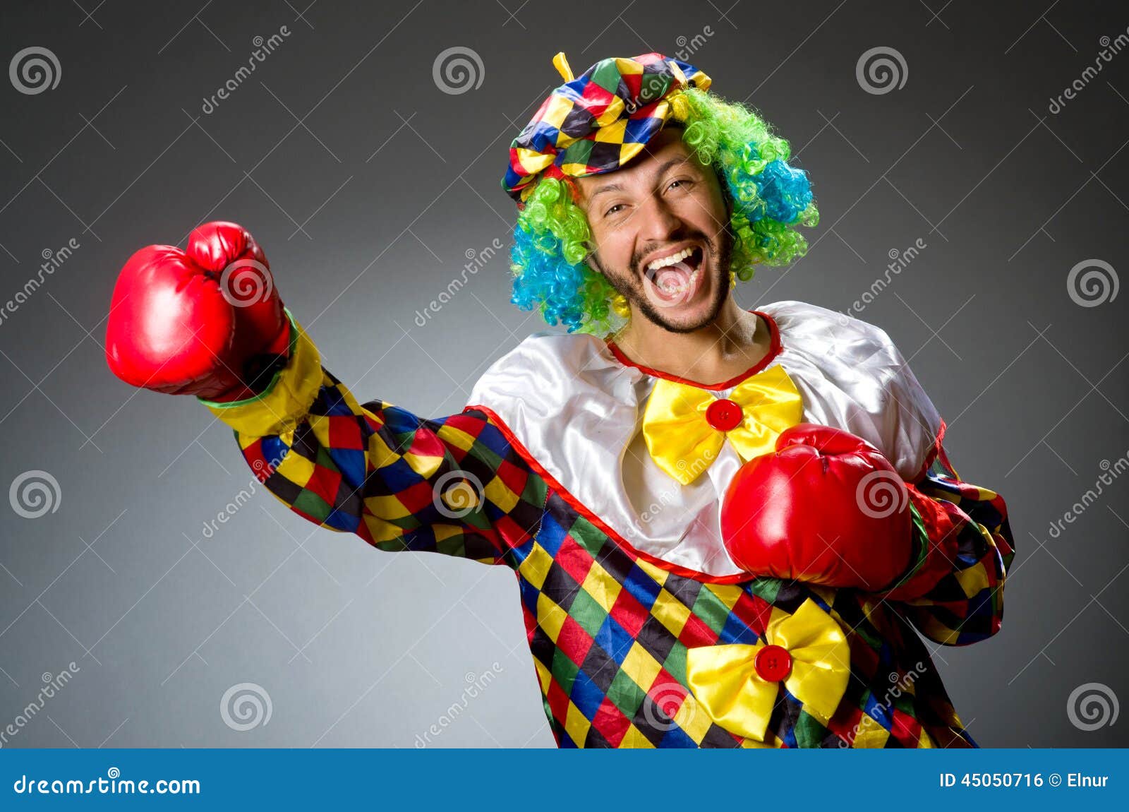 Funny clown with boxing stock photo. Image of comedy - 45050716