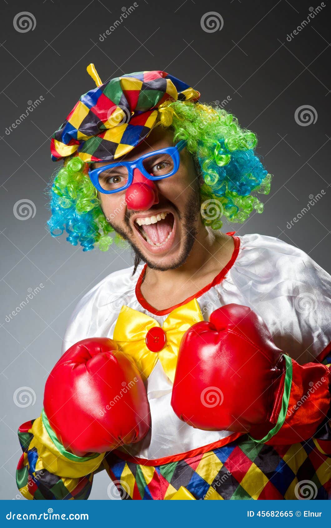 Funny clown with boxing stock image. Image of boxing - 45682665