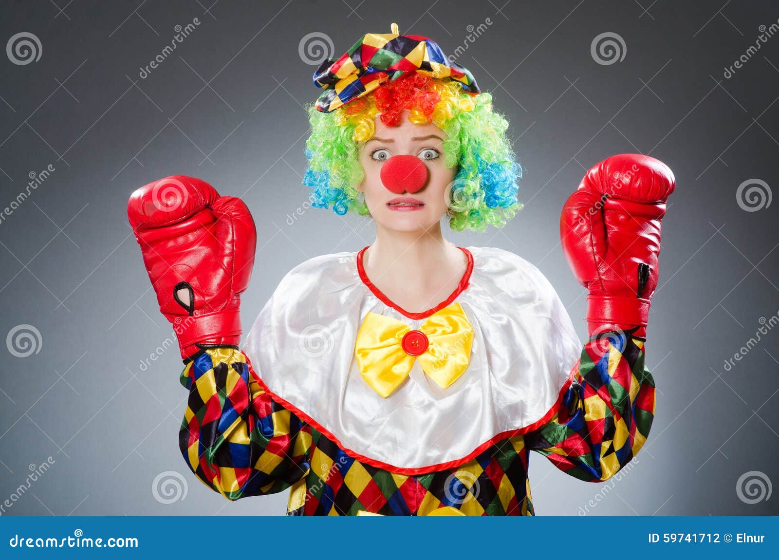 Funny Clown with Boxing Gloves Stock Photo - Image of boxing, character ...