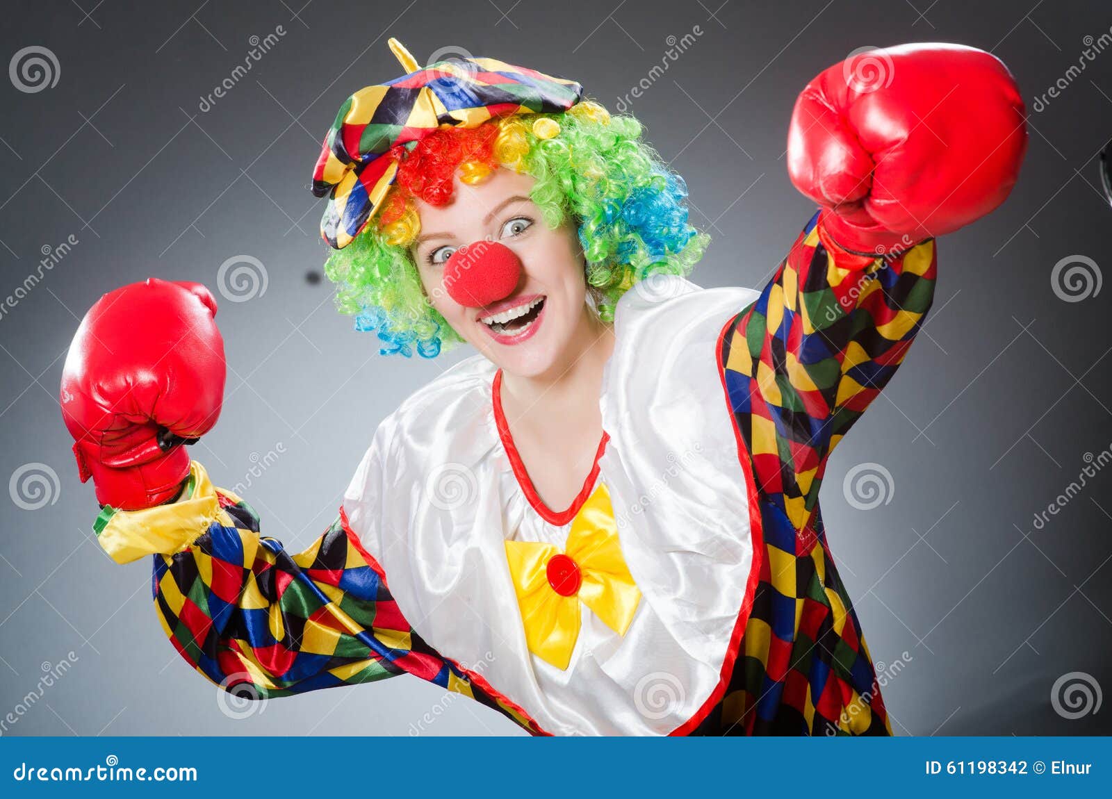 The Funny Clown with Boxing Gloves Stock Photo - Image of buffoon ...