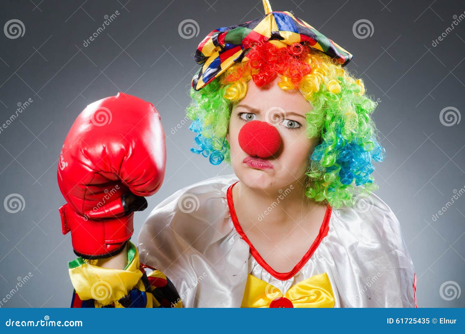 The Funny Clown with Boxing Gloves Stock Image - Image of boxer, funny ...
