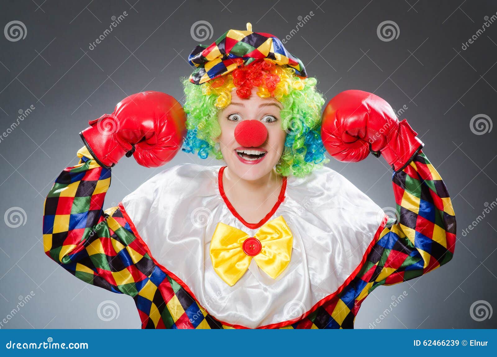 Funny Clown with Boxing Gloves Stock Image - Image of costume, funny ...