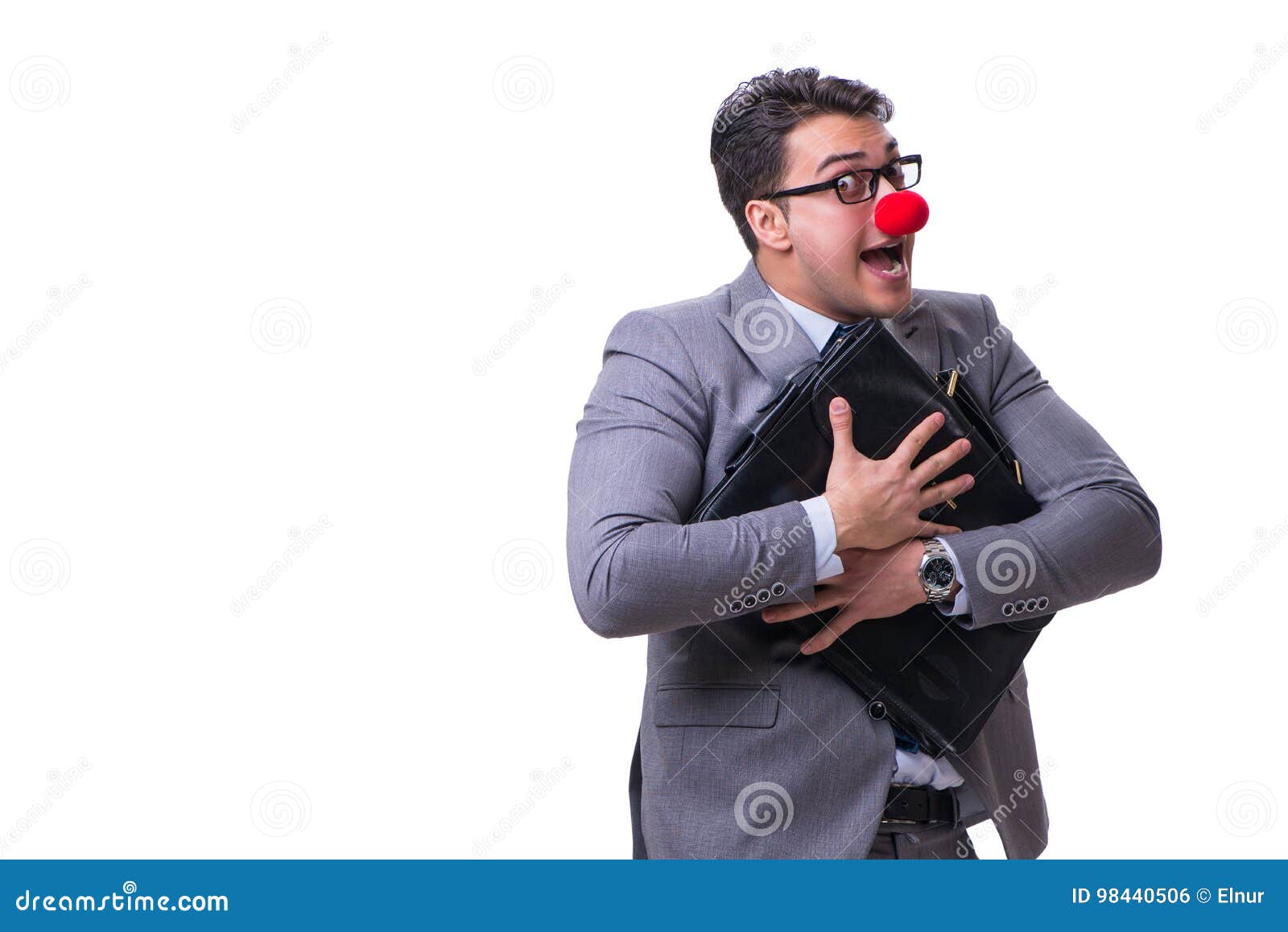 The Funny Clown with Briefcase on White Stock Photo - Image of business ...