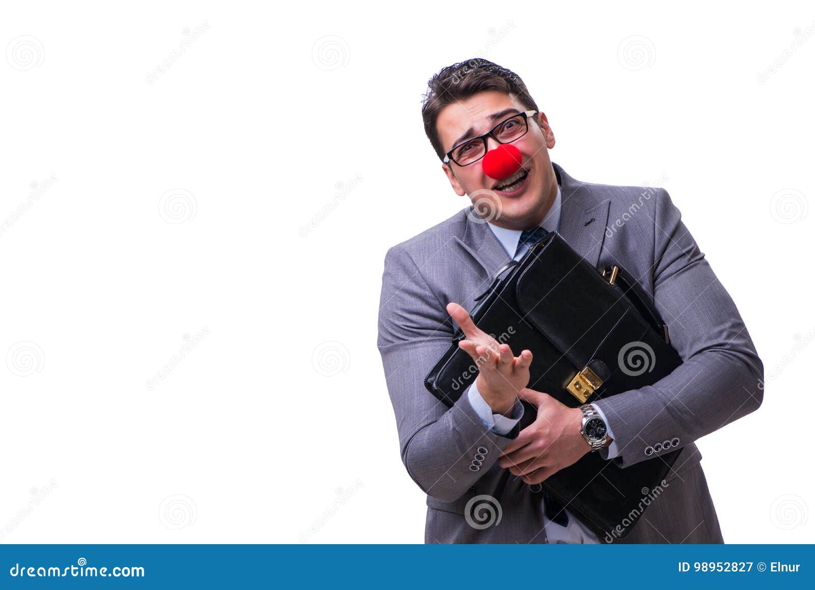 The Funny Clown with Briefcase on White Stock Image - Image of business ...