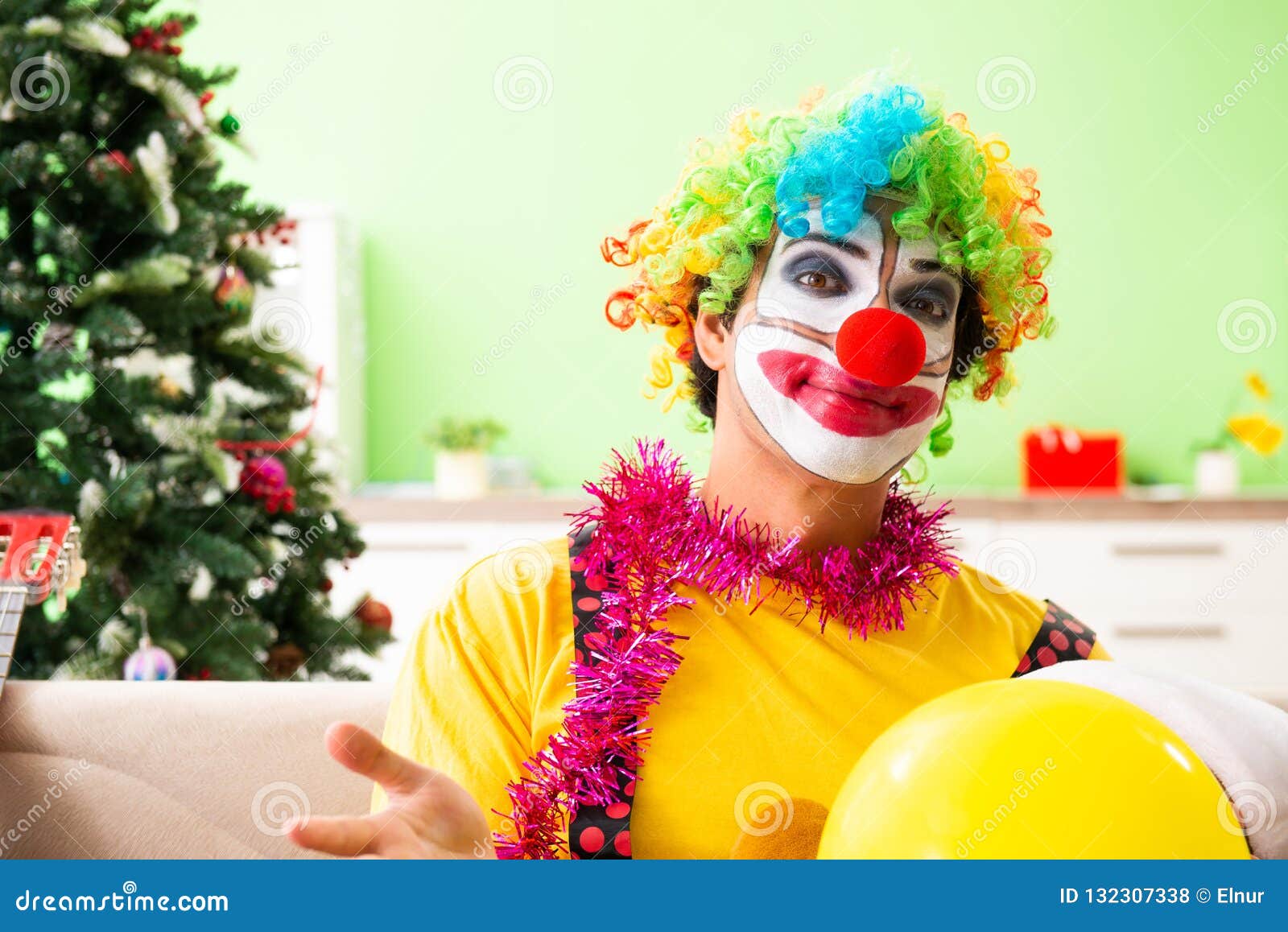 The Funny Clown in Christmas Celebration Concept Stock Photo - Image of ...