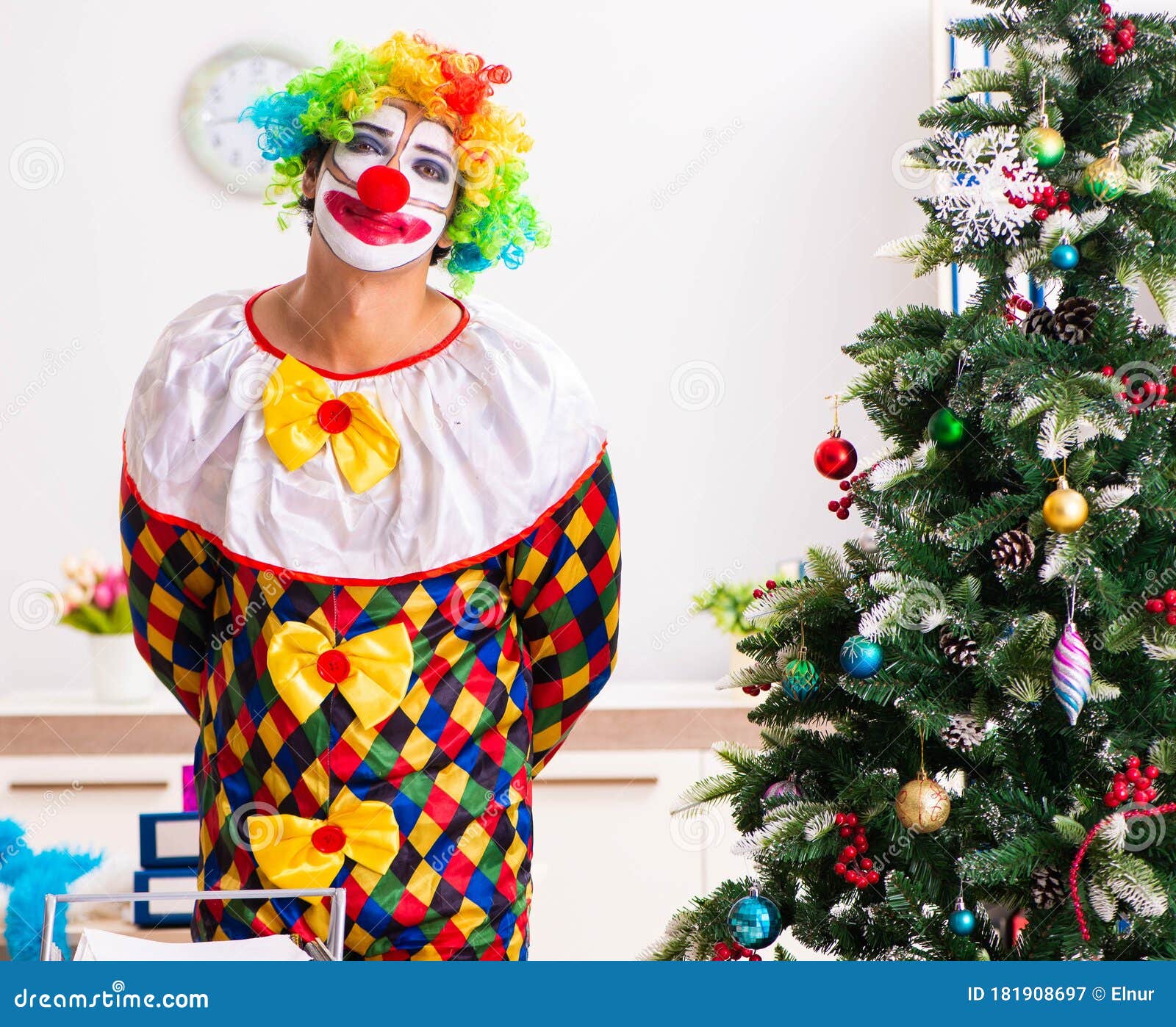 Funny Clown in Christmas Celebration Concept Stock Image - Image of ...