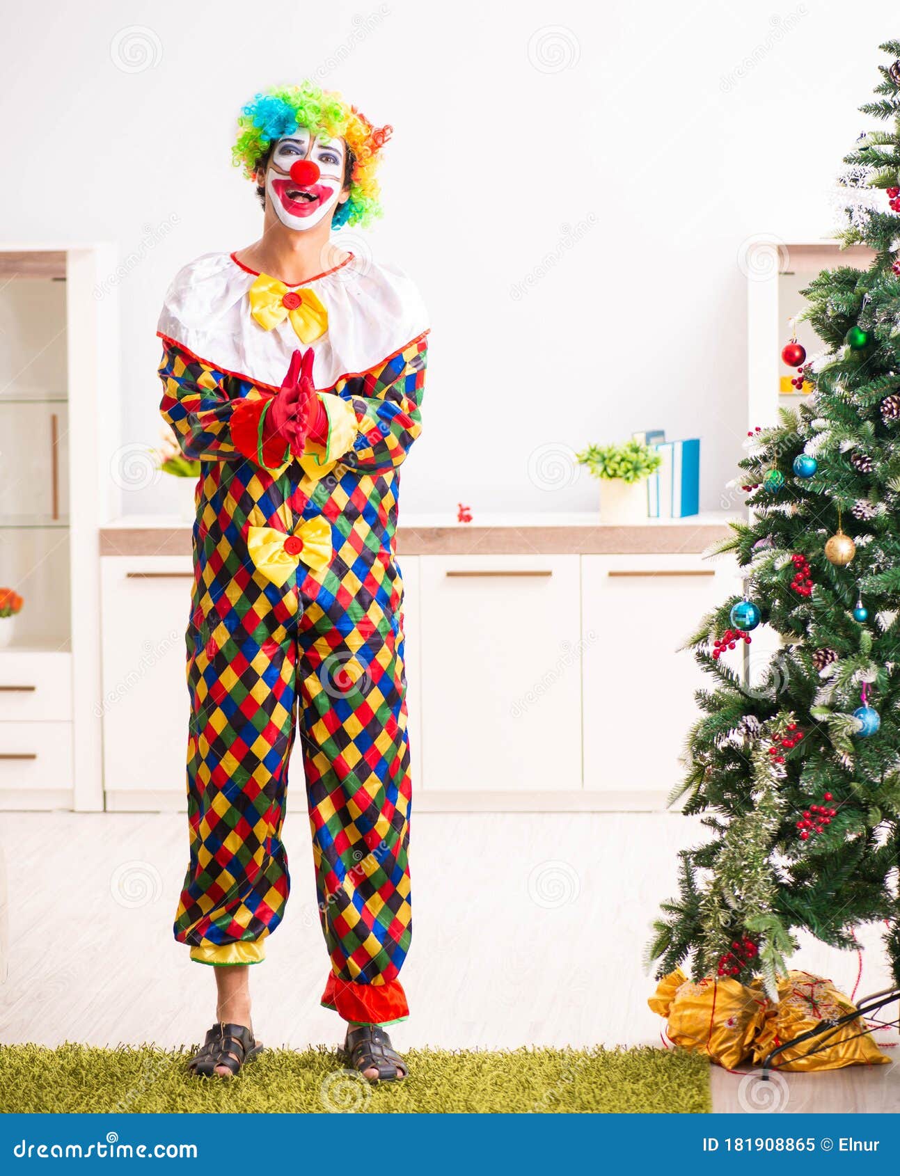 Funny Clown in Christmas Celebration Concept Stock Image - Image of ...