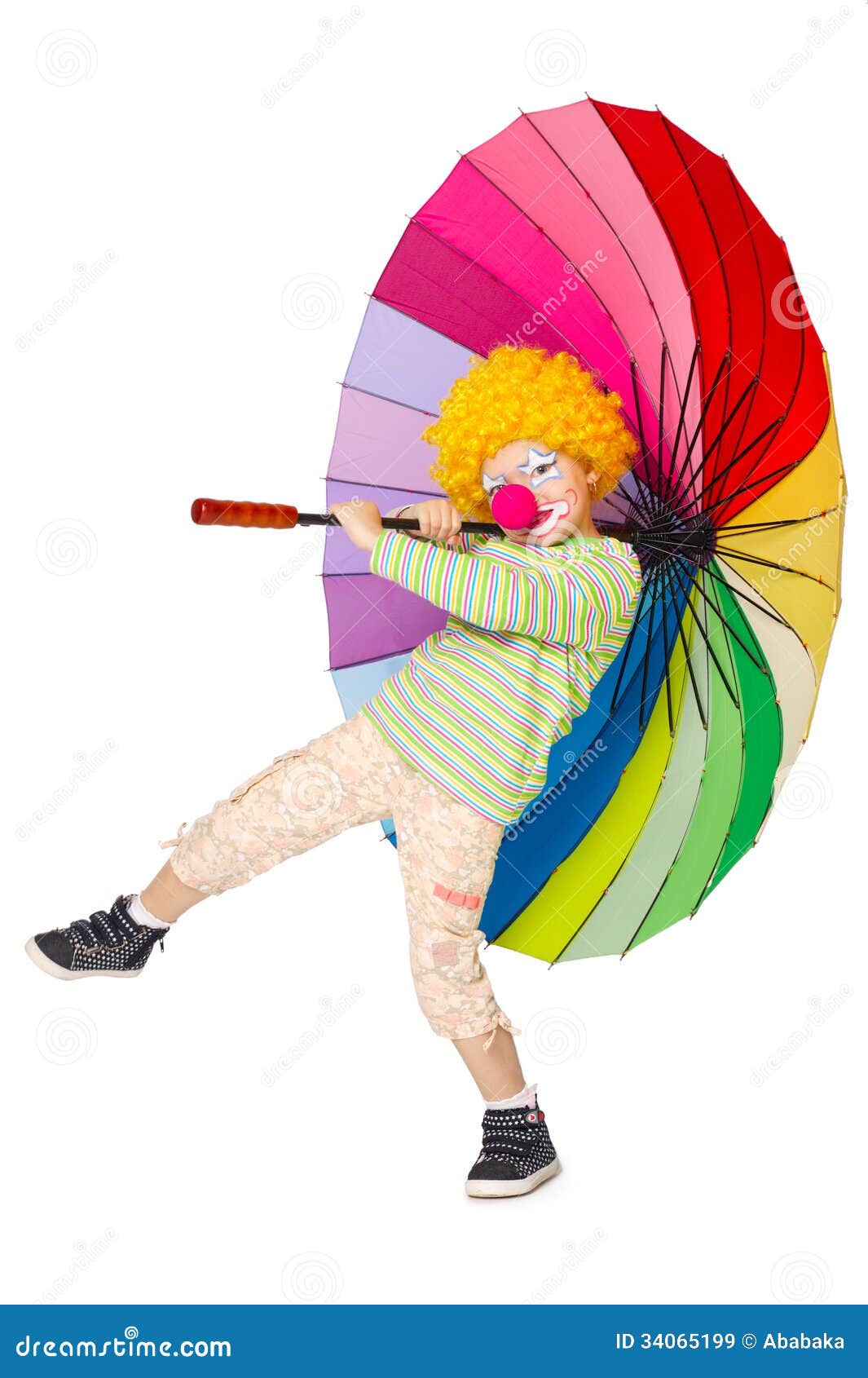 Funny Clown with Colorful Umbrella Stock Image - Image of blank ...