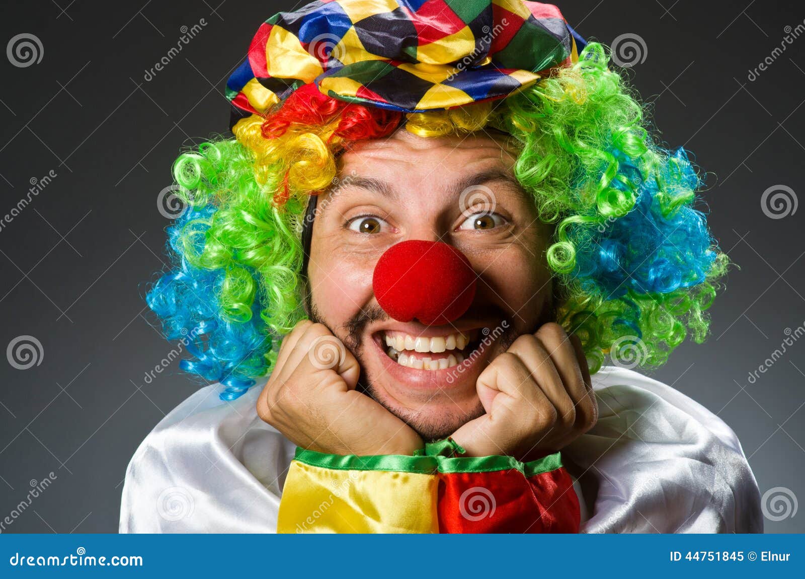 Funny clown in colourful stock image. Image of celebration - 44751845